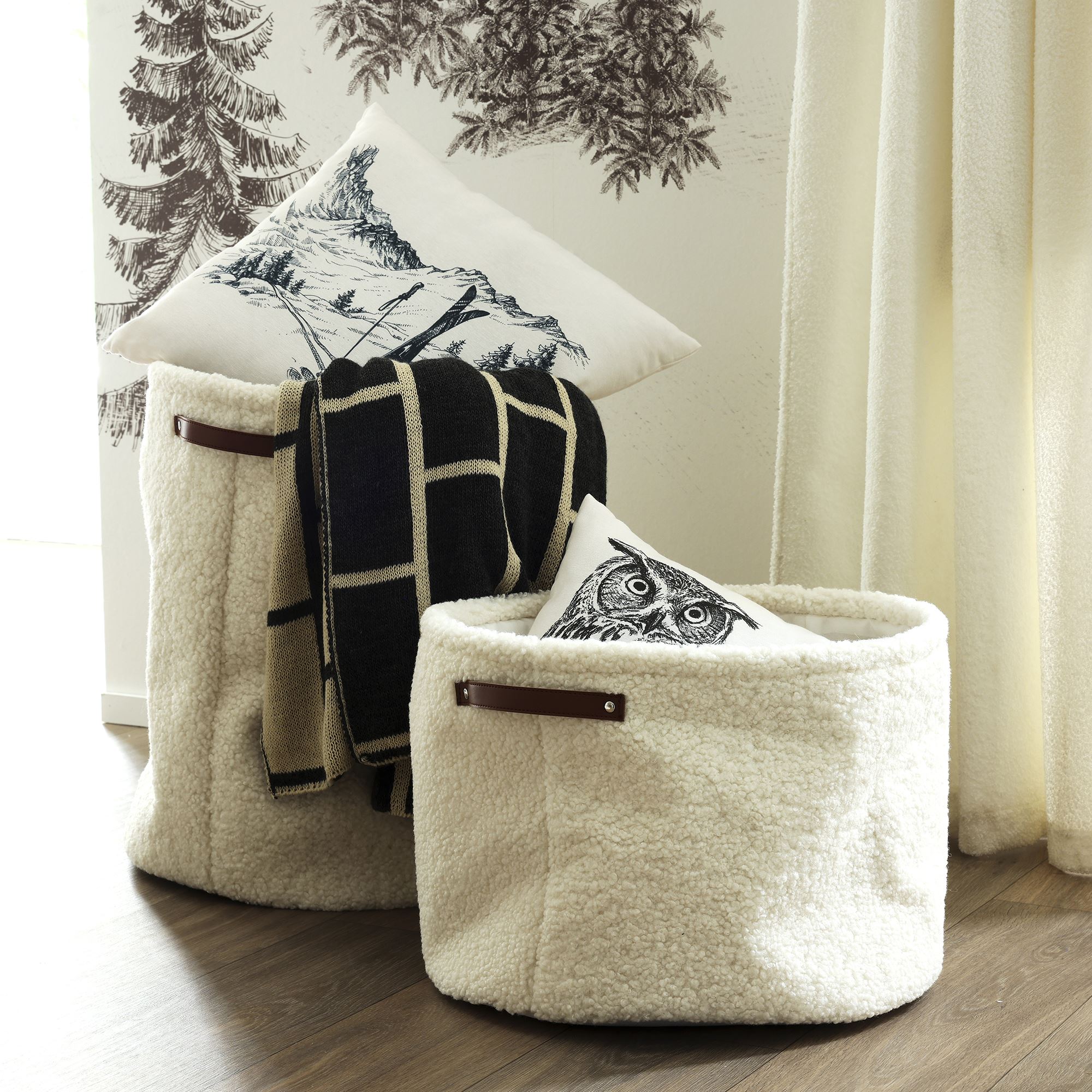 Panier TOISON petit blanc cassé en textile | Leroy Merlin