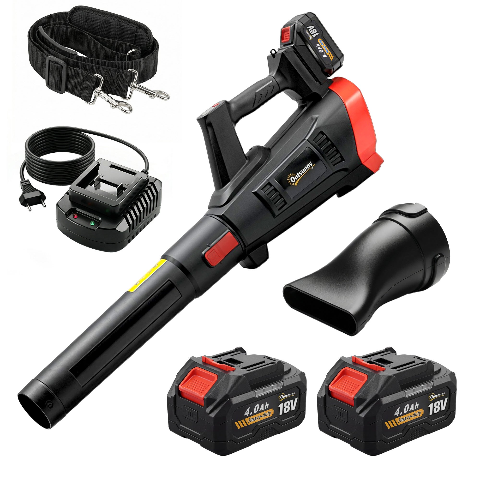 Soplador de hojas inalámbrico de 18 V con 2 baterías de 4,0 Ah y ...