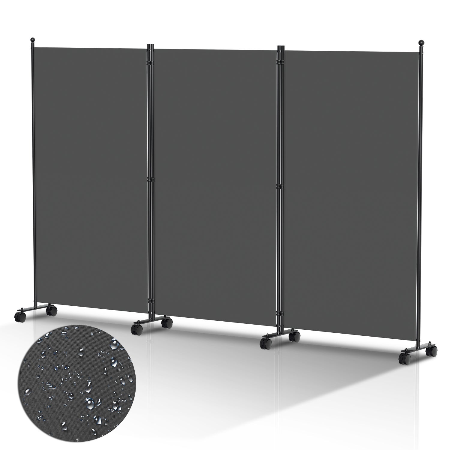 Biombo plegable de 3 paneles con ruedas, estructura de metal, ideal ...