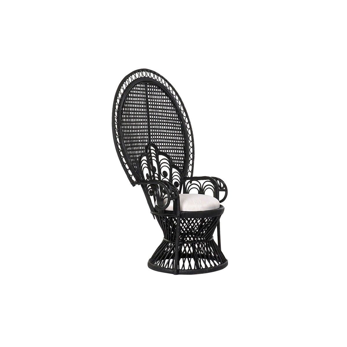 Silla de Jardín DKD Home Decor Negro Poliéster Blanco Ratán (96 x 66 x ...