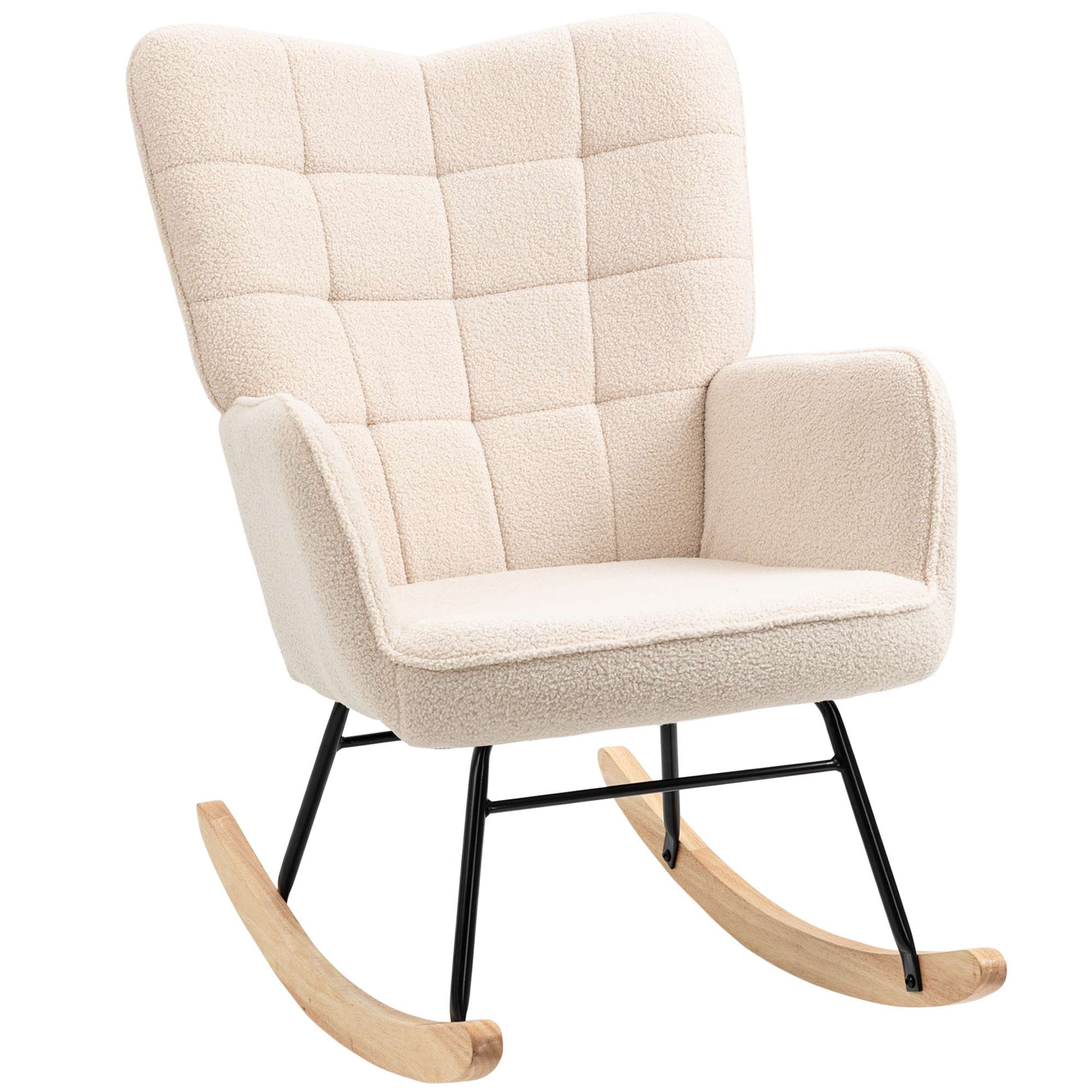 Sillón mecedora relax tapizado beige poliéster estructura acero y ...