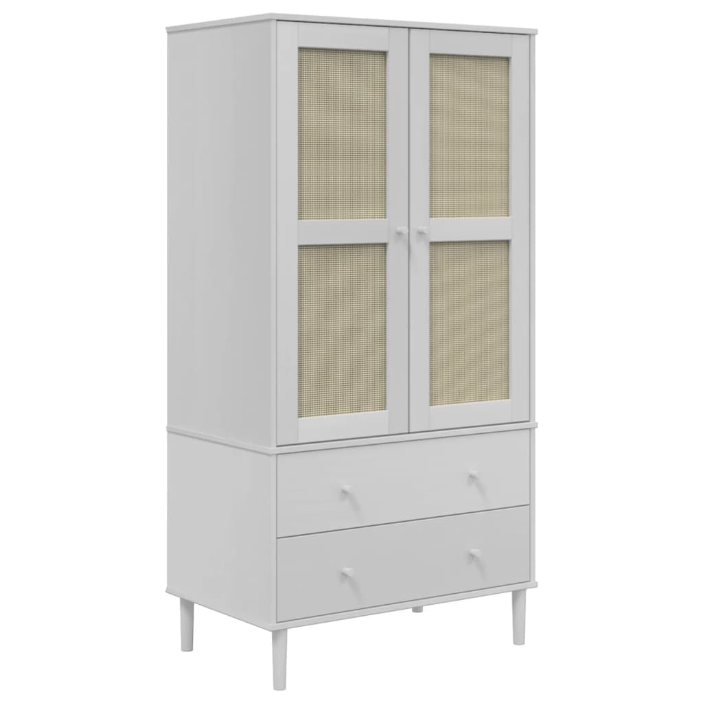 Garde-robe | Armoire SENJA aspect rotin blanc 90x55x175cm bois massif ...