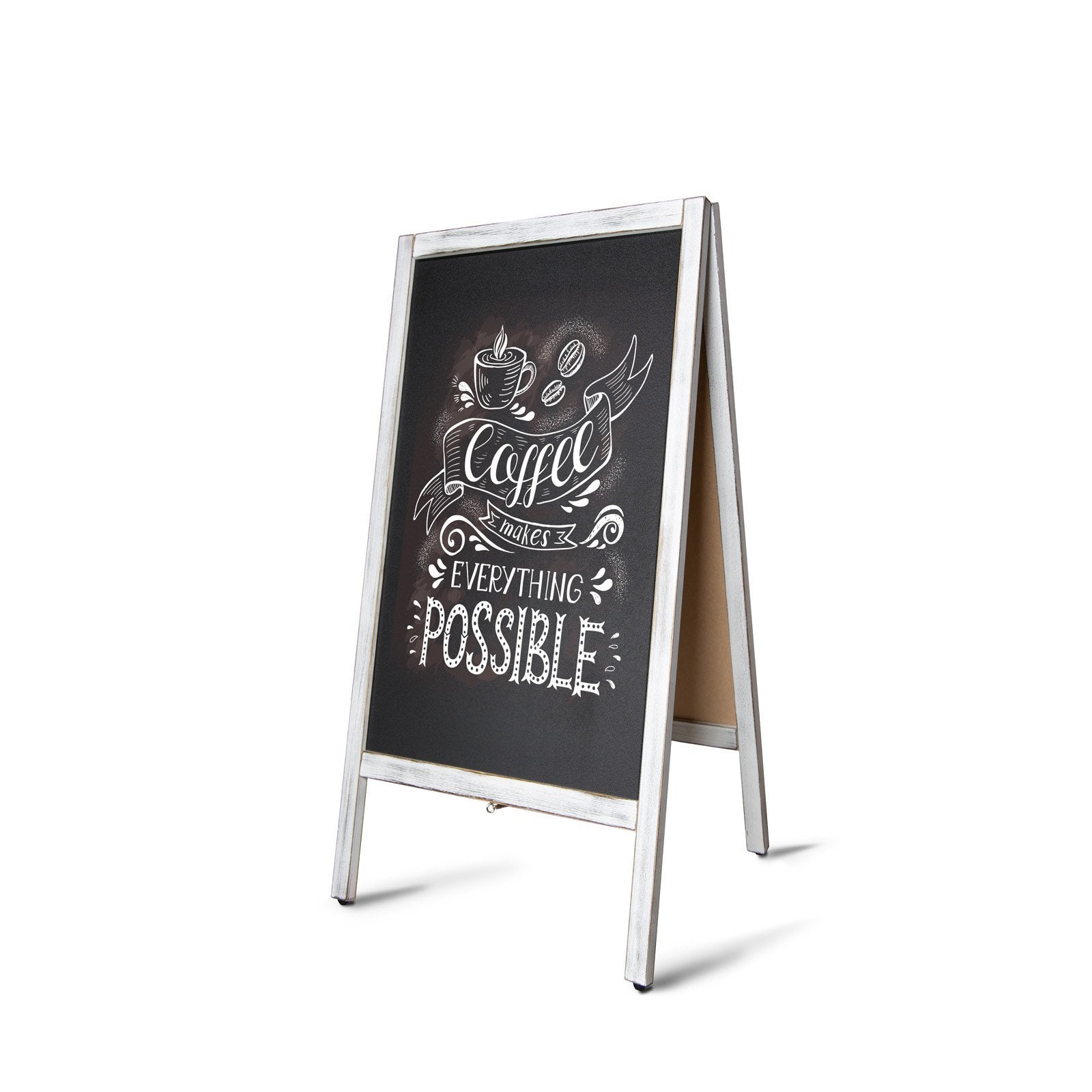 Panneau Publicitaire Extérieur Tableau à craie Avec cadre en bois Blanc ...