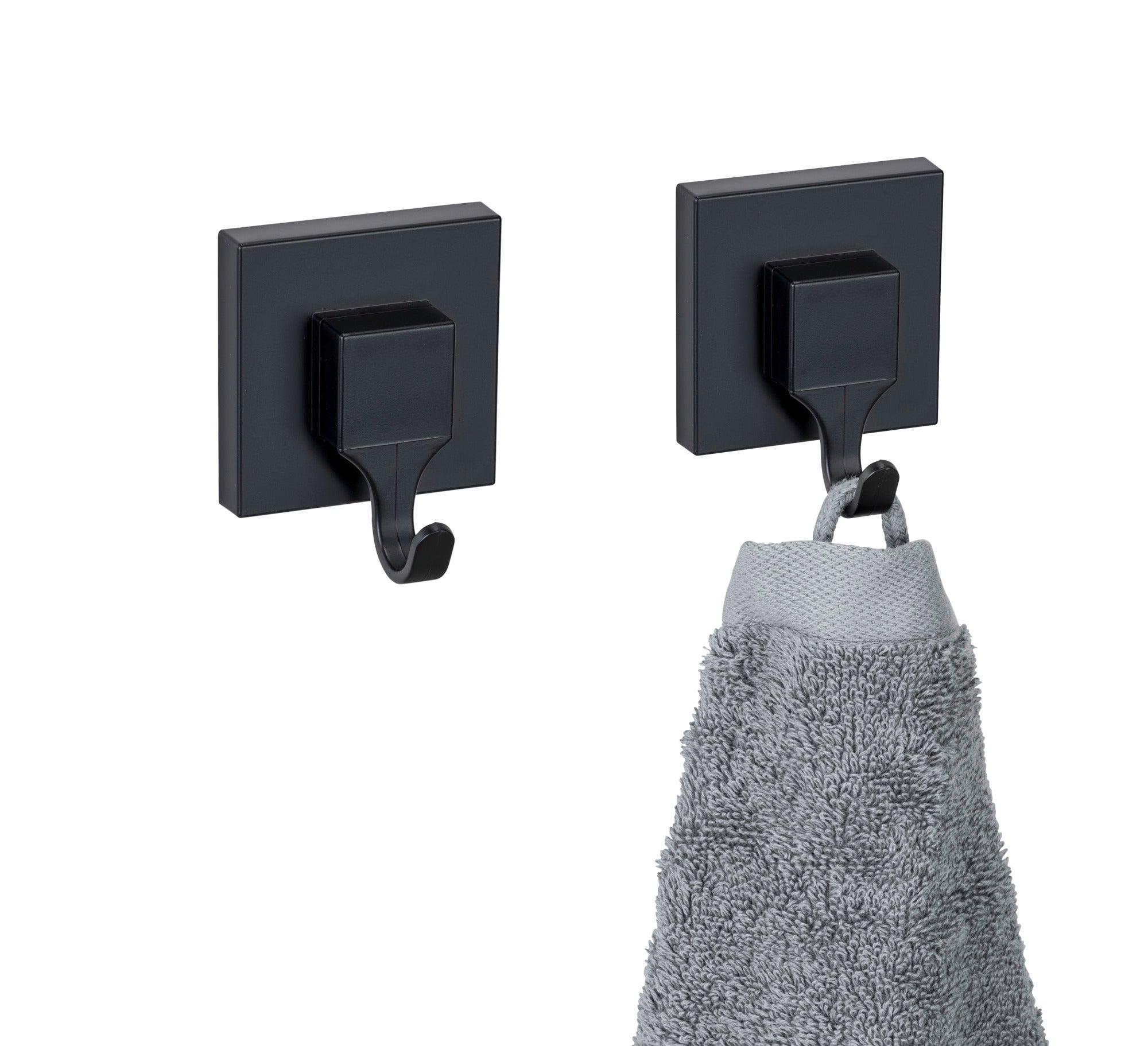 Lot de 2 Crochet Mural QUADRO - Fixation sans perçage - Noir - 6x7x5 cm ...