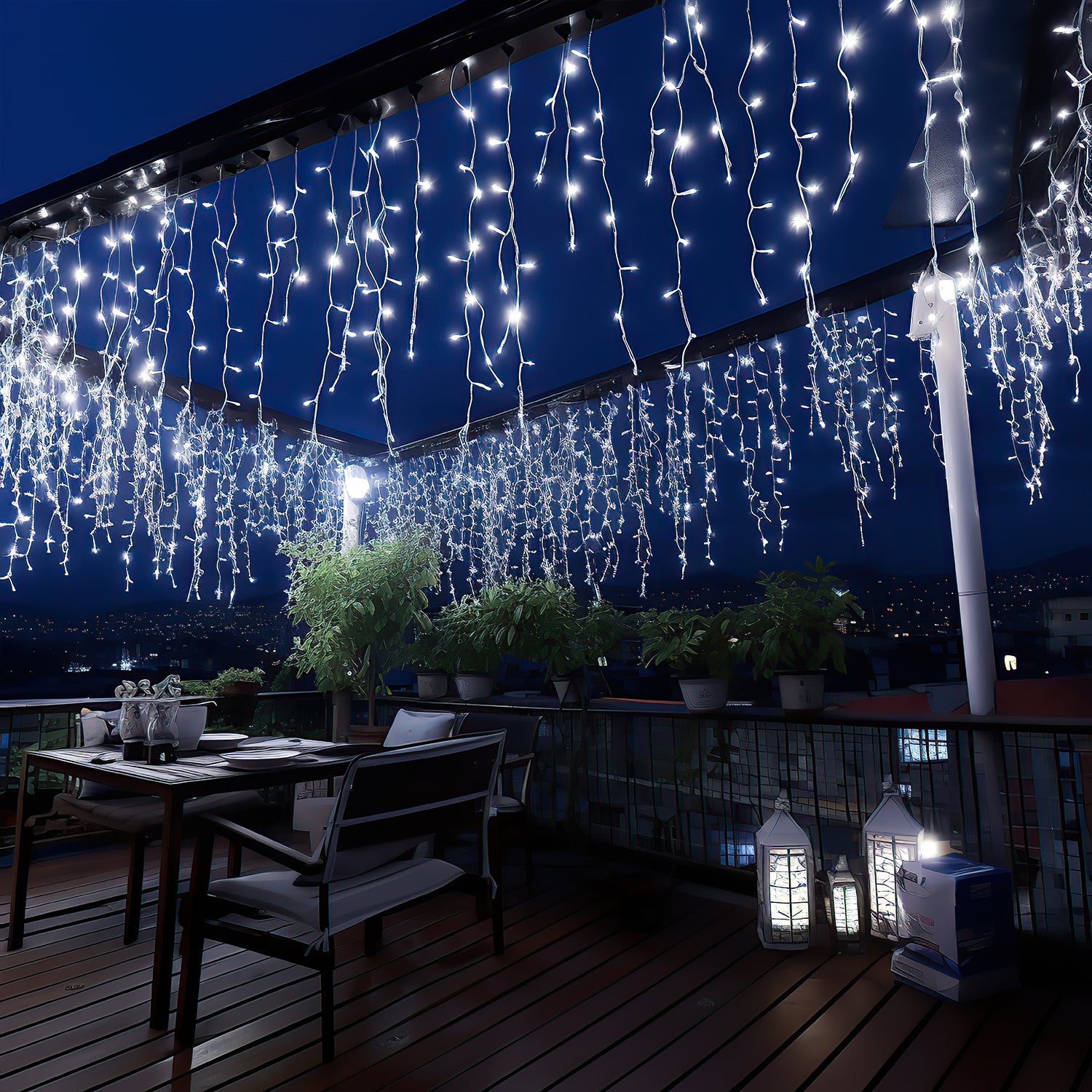 15m 400 LED String Light Outdoor LED Ice Rain Curtain Light Party IP44 ...