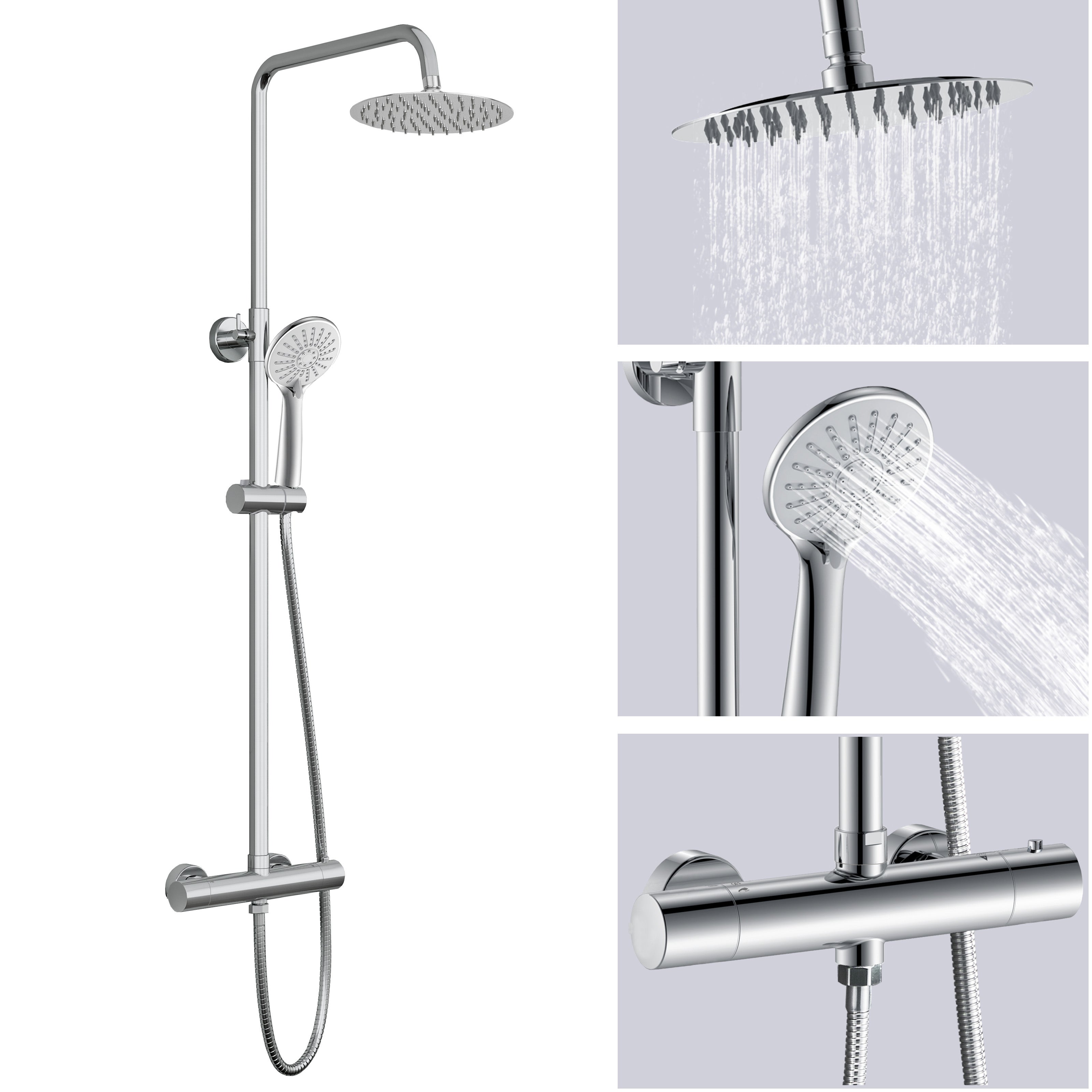 AICA Colonne de douche Set de douche Thermostatique avec Douchette 3 ...