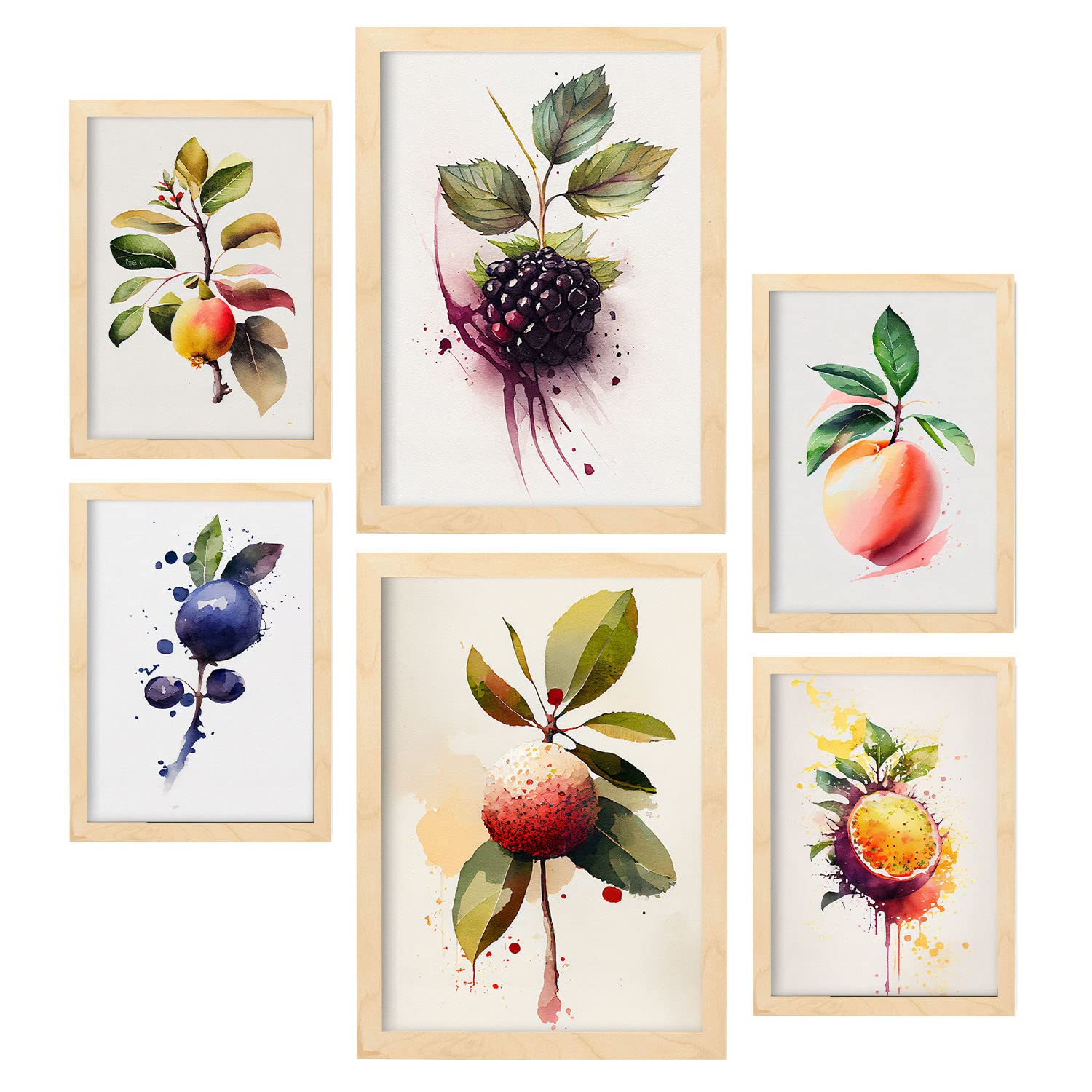Nacnic Baies Et Pêches Affiches Illustrations De Fruits Légumes Et ...