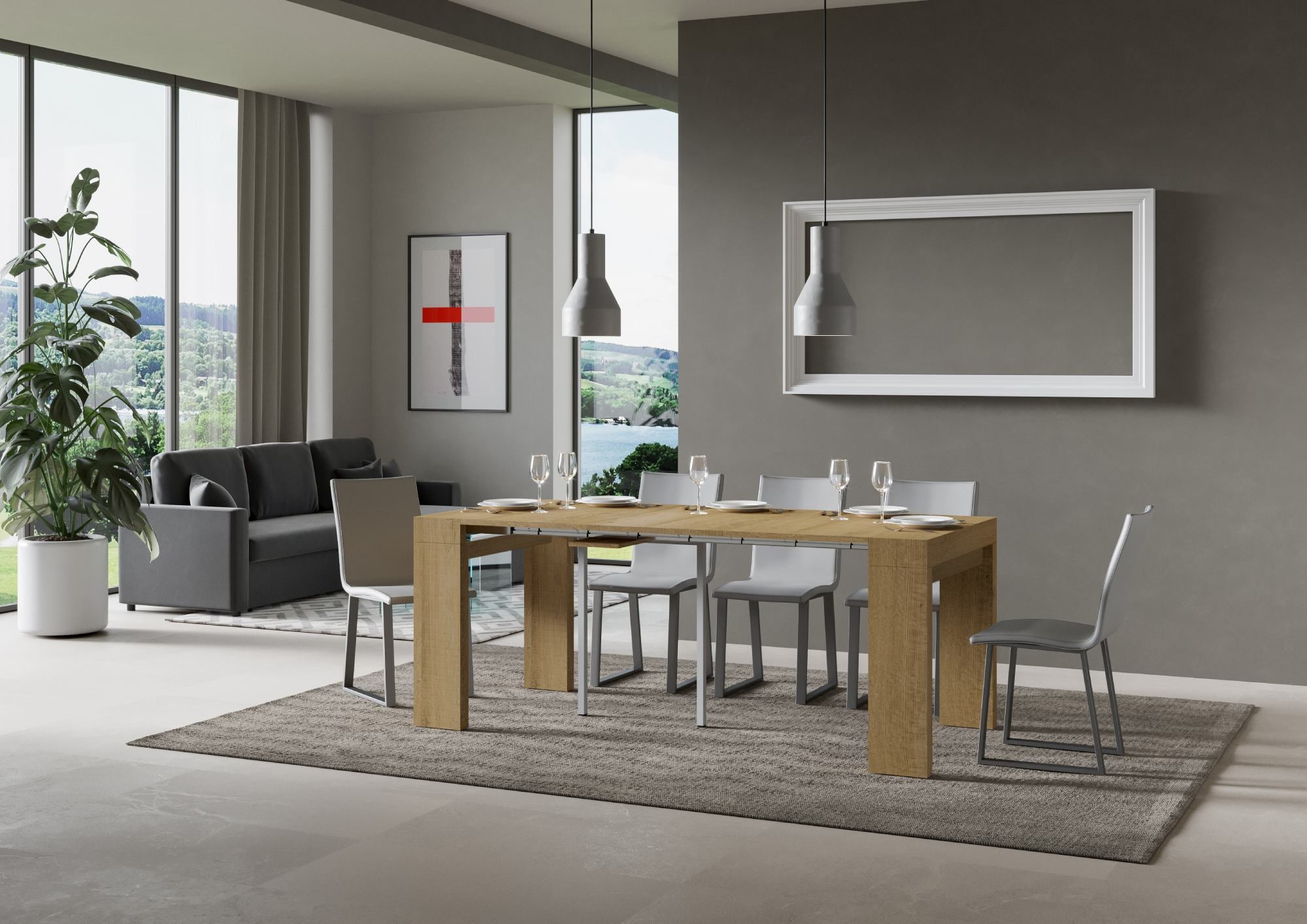 Console extensible 90x40/300 cm Roxell Chêne Nature | Leroy Merlin