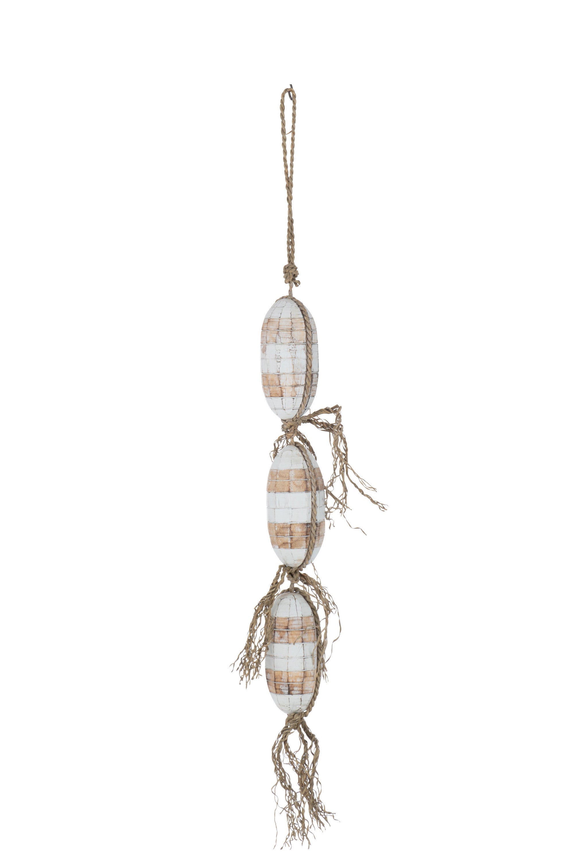 Suspension 3 bouees alabasia bois/corde blanc/naturel h. 58 cm | Leroy ...