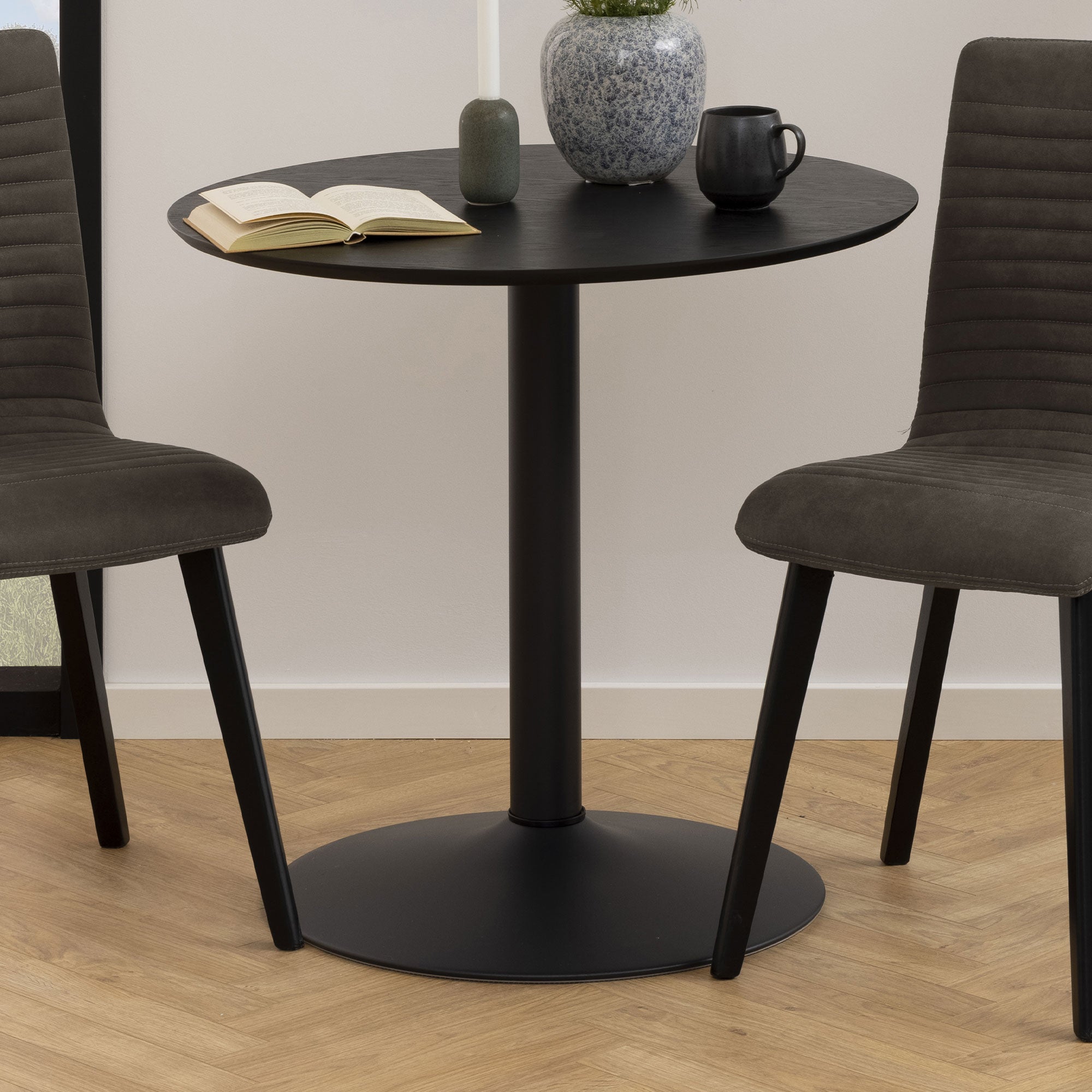 Table à manger ronde 80x80x74 cm décor frêne noir - IBIZZA | Leroy Merlin