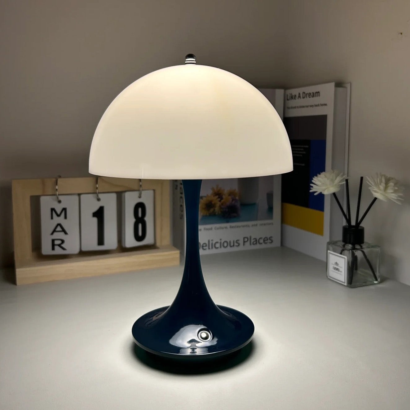 Lampe de table champignon sans fil, lampe de bureau rechargeable, lampe ...