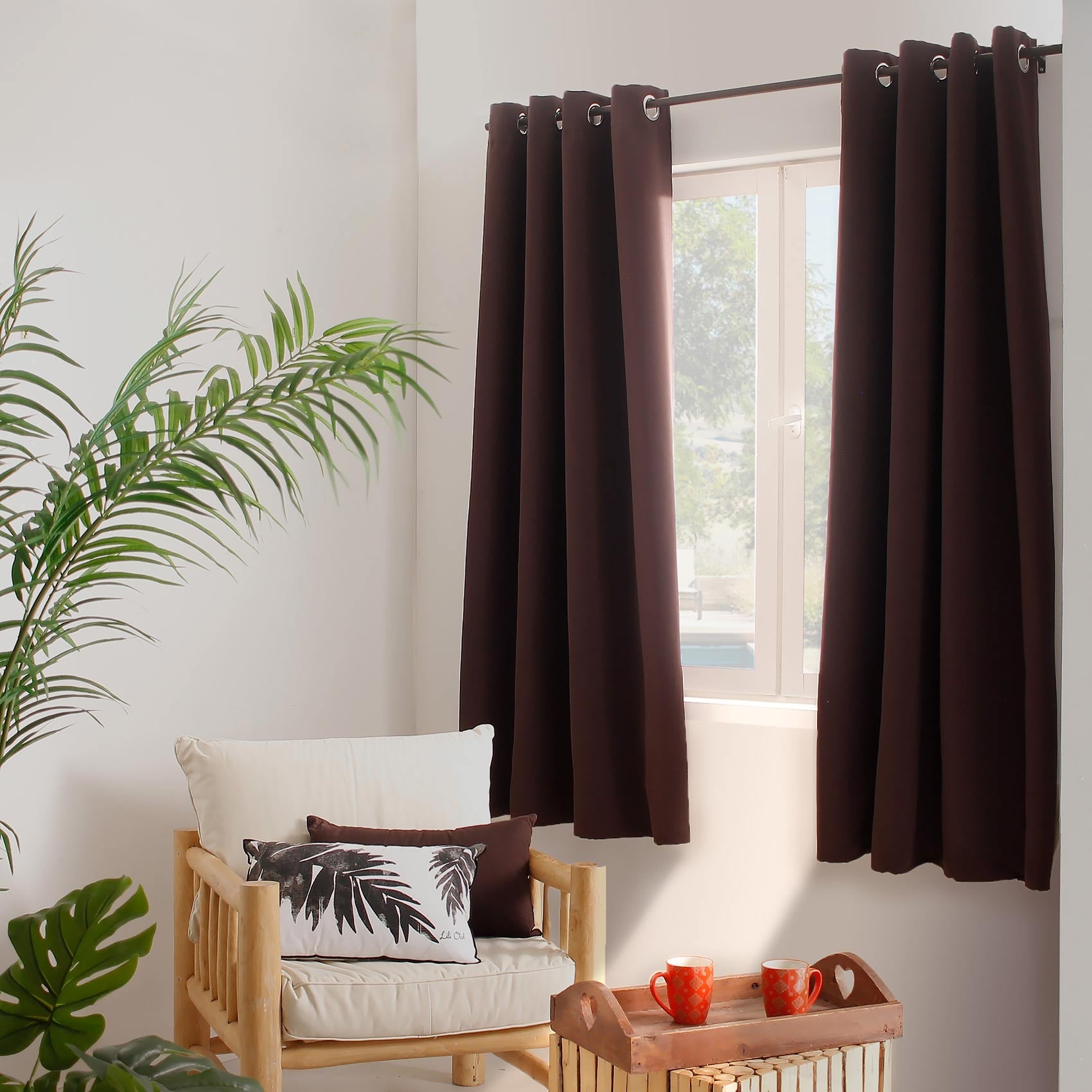 Rideau uni isolant et thermique - Marron chocolat - 140x180 cm ...