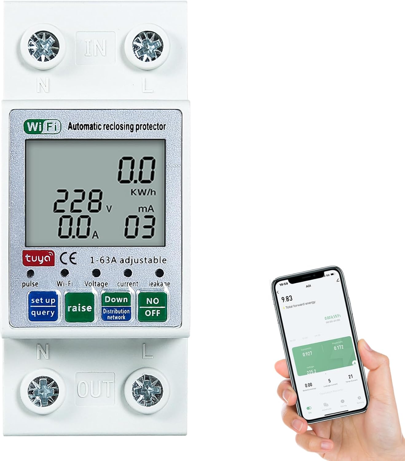 Compteur d'Énergie WiFi Monophasé Tuya - Smart Compteur 220V ...