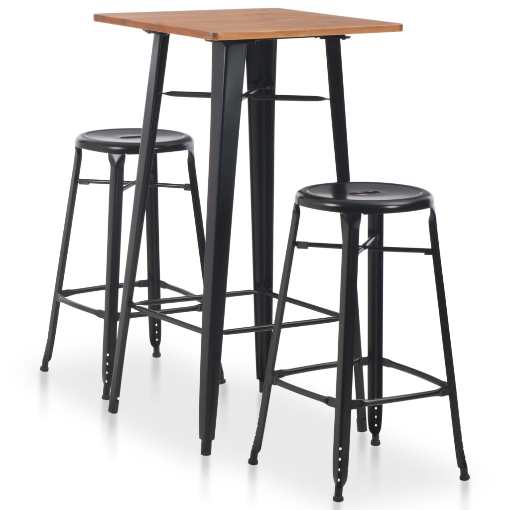 Mobilier de bar 3 pcs Acier Noir vidaXL | Leroy Merlin