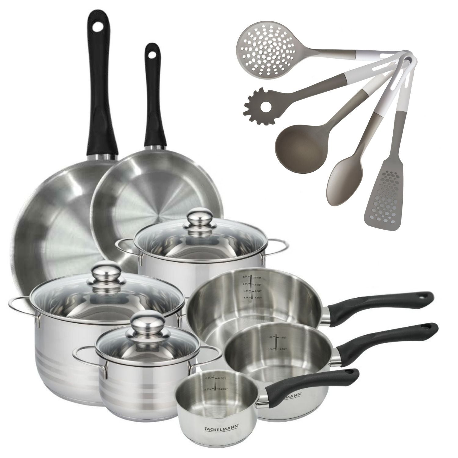 Batterie cuisine 2 poêles 20/28 cm 3 faitouts 16/20/24 cm 3 casseroles ...