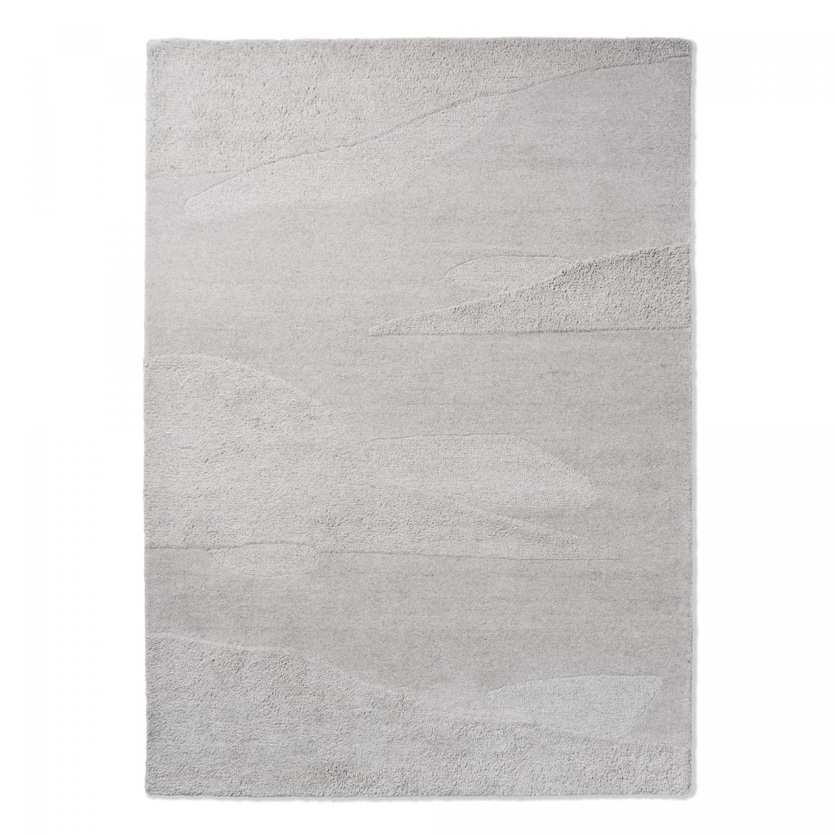 Tapis grand salon 200x280 fait à la main en laine gris rectangle motif ...