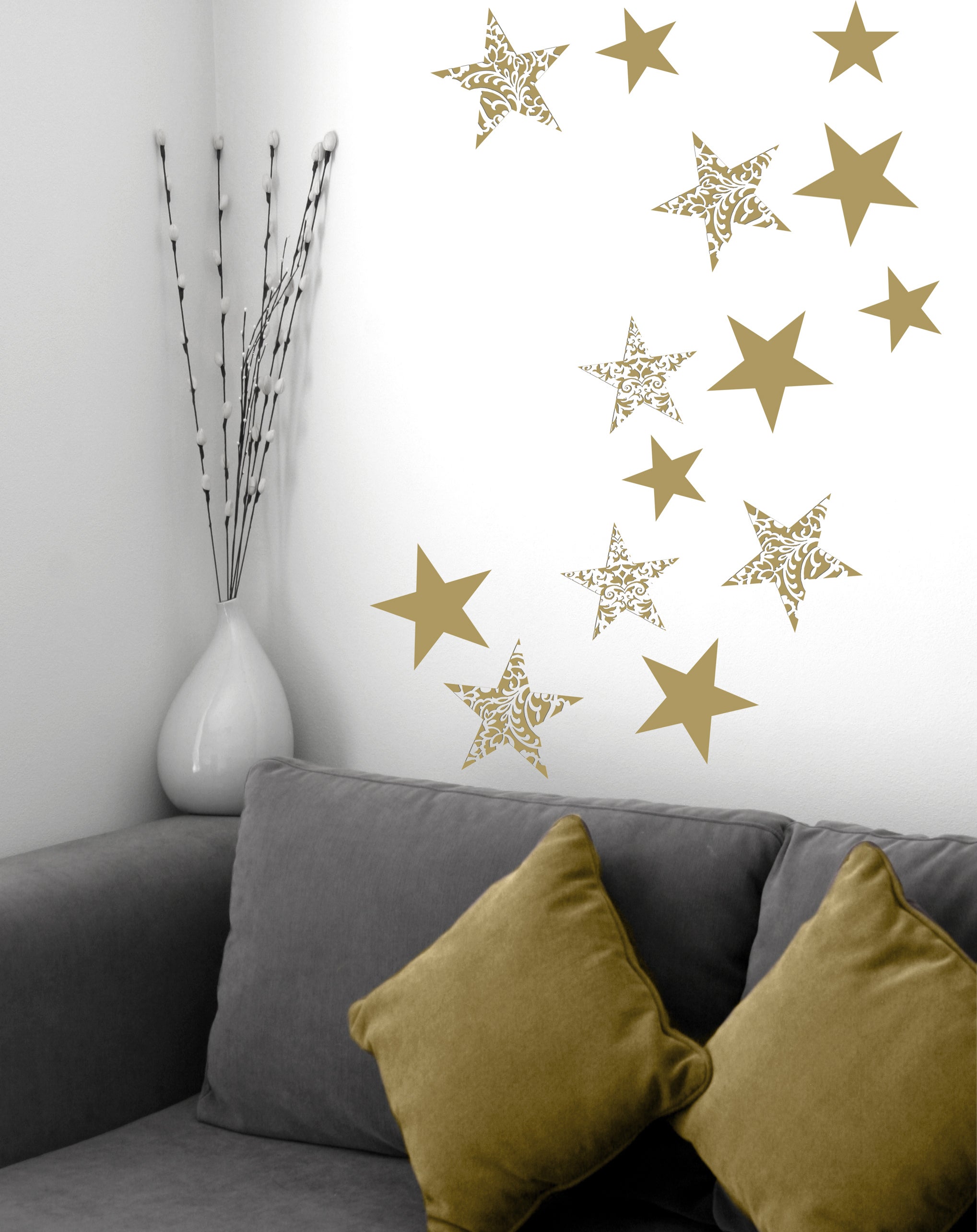 Stickers y vinilos decorativos, estrellas navideñas amarillas y ...