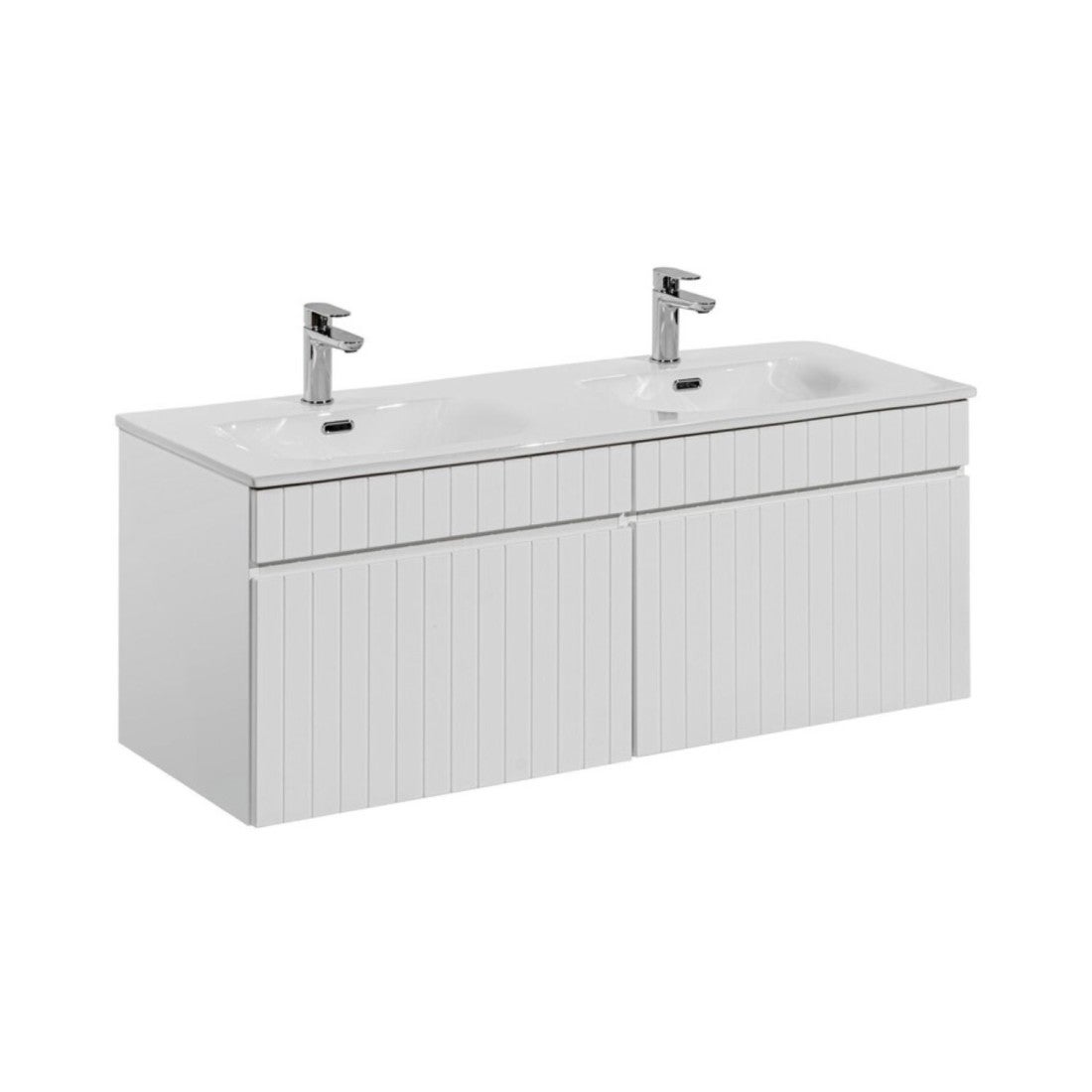 Ensemble ICON blanc : meubles sous vasque 120cm + double vasque ...