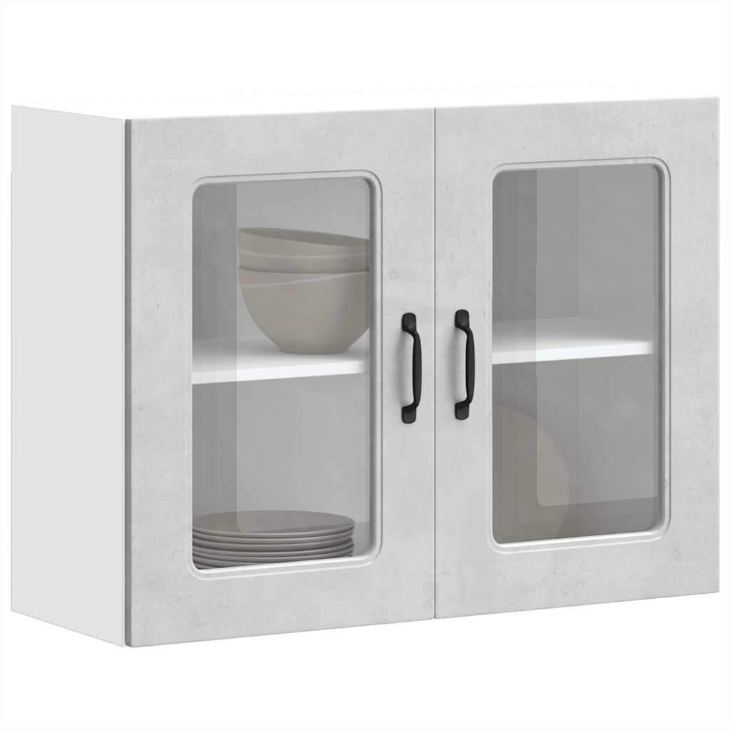 Armoire murale de cuisine avec porte en verre Kalmar gris béton vidaXL ...