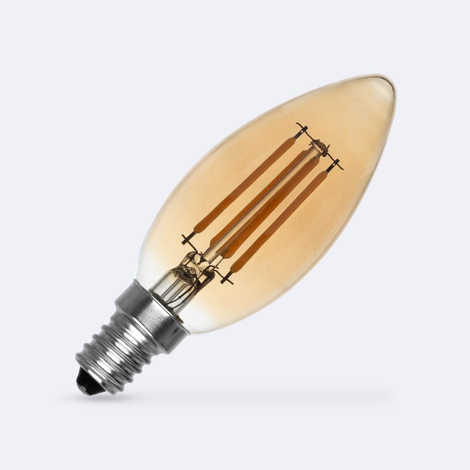 Ampoule LED Filament E14 6W 600 lm C35 Bougie Gold Blanc chaud No Flicker 2700K | Leroy Merlin