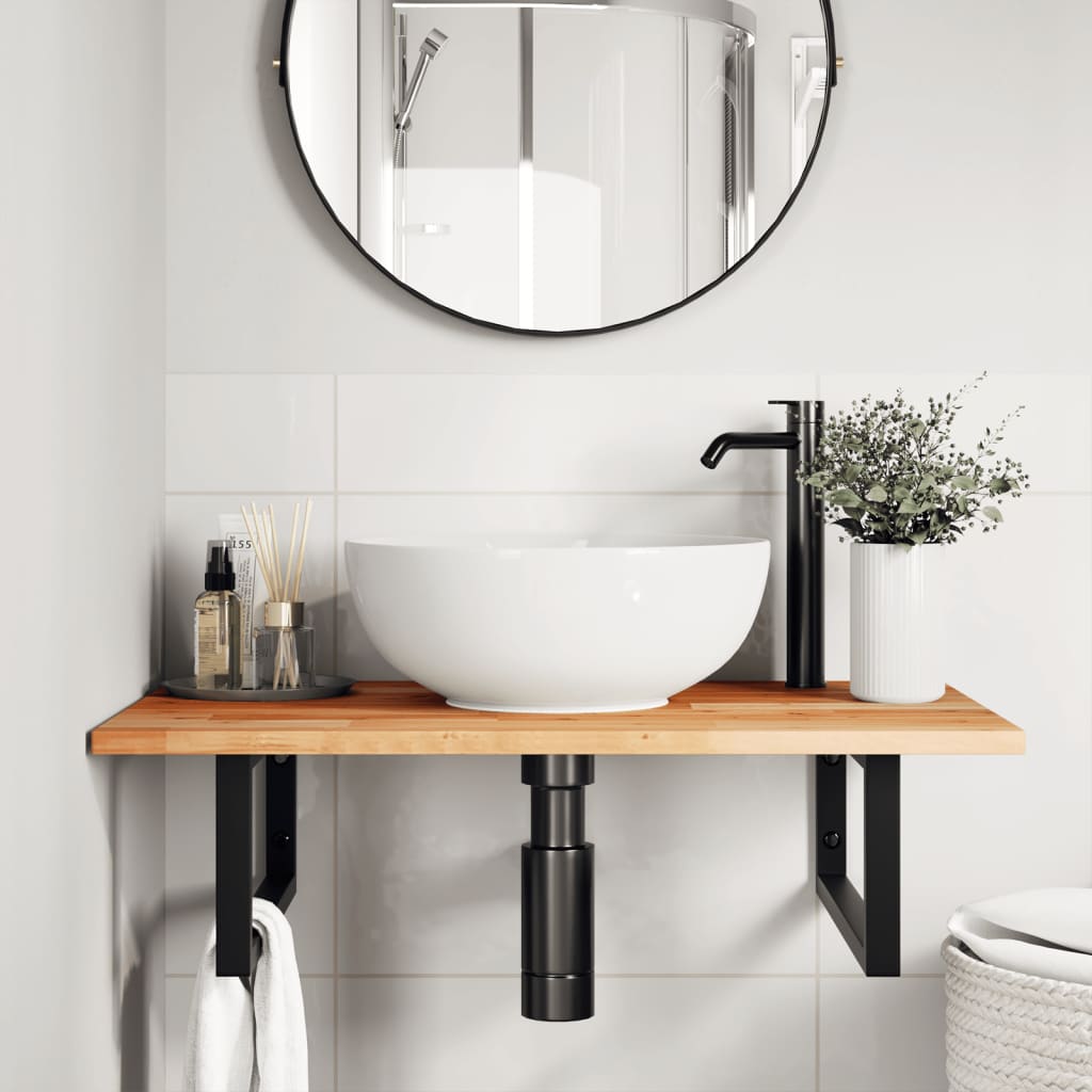 Dessus de meuble de salle de bain finition à l'huile 100x50x2cm | Leroy ...