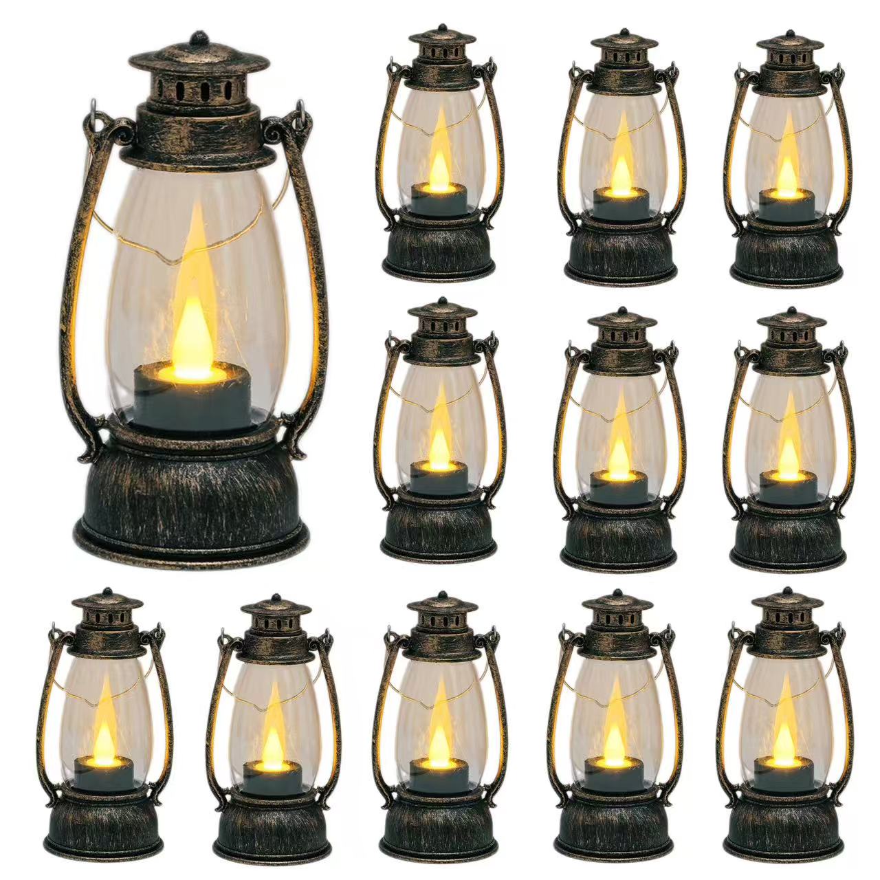 12 mini linternas, velas retro de cobre cepillado, adecuadas para ...
