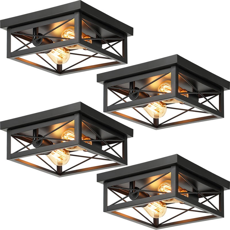 Amerykański zestaw 4 lamp sufitowych w stylu retro z żelaza, odpowiedni do sypialni i korytarzy ...