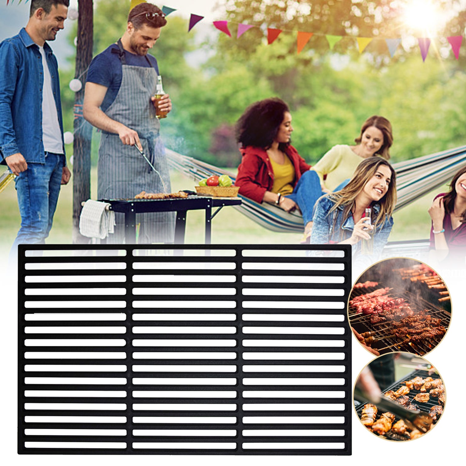 Grille de barbecue carrée en fonte émaillée 42x28cm Pour barbecue à gaz ...