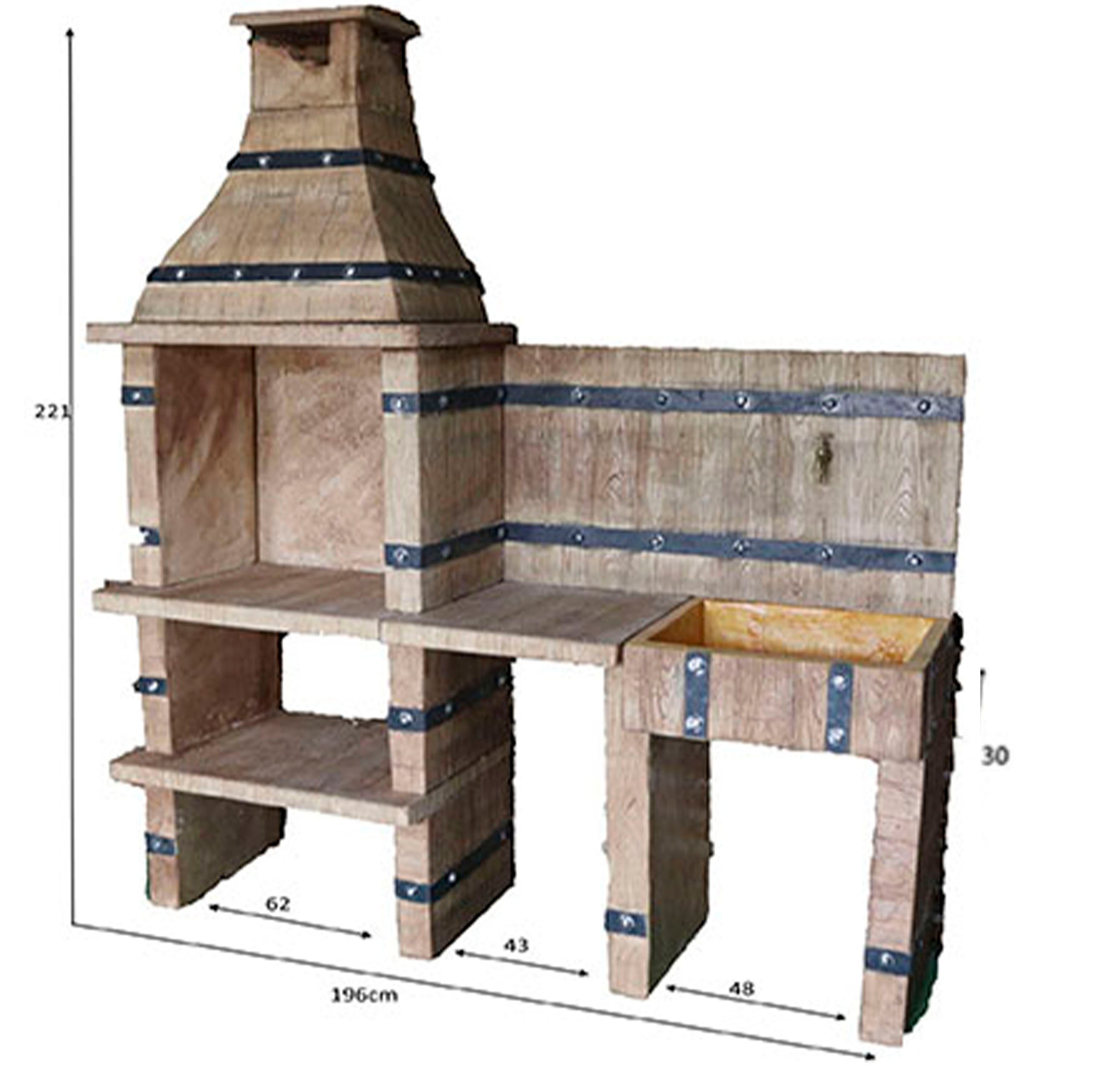 Barbacoa Textura Madera RF318 Medidas 221x196x58cm Kg 880 | Leroy Merlin