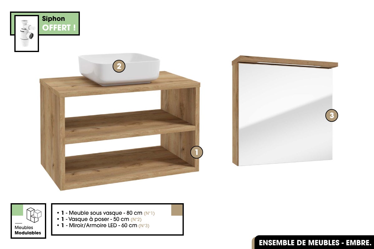 Set bagno completo - Mobile - Specchio/Armadio e Lavabo con Sifone IN ...
