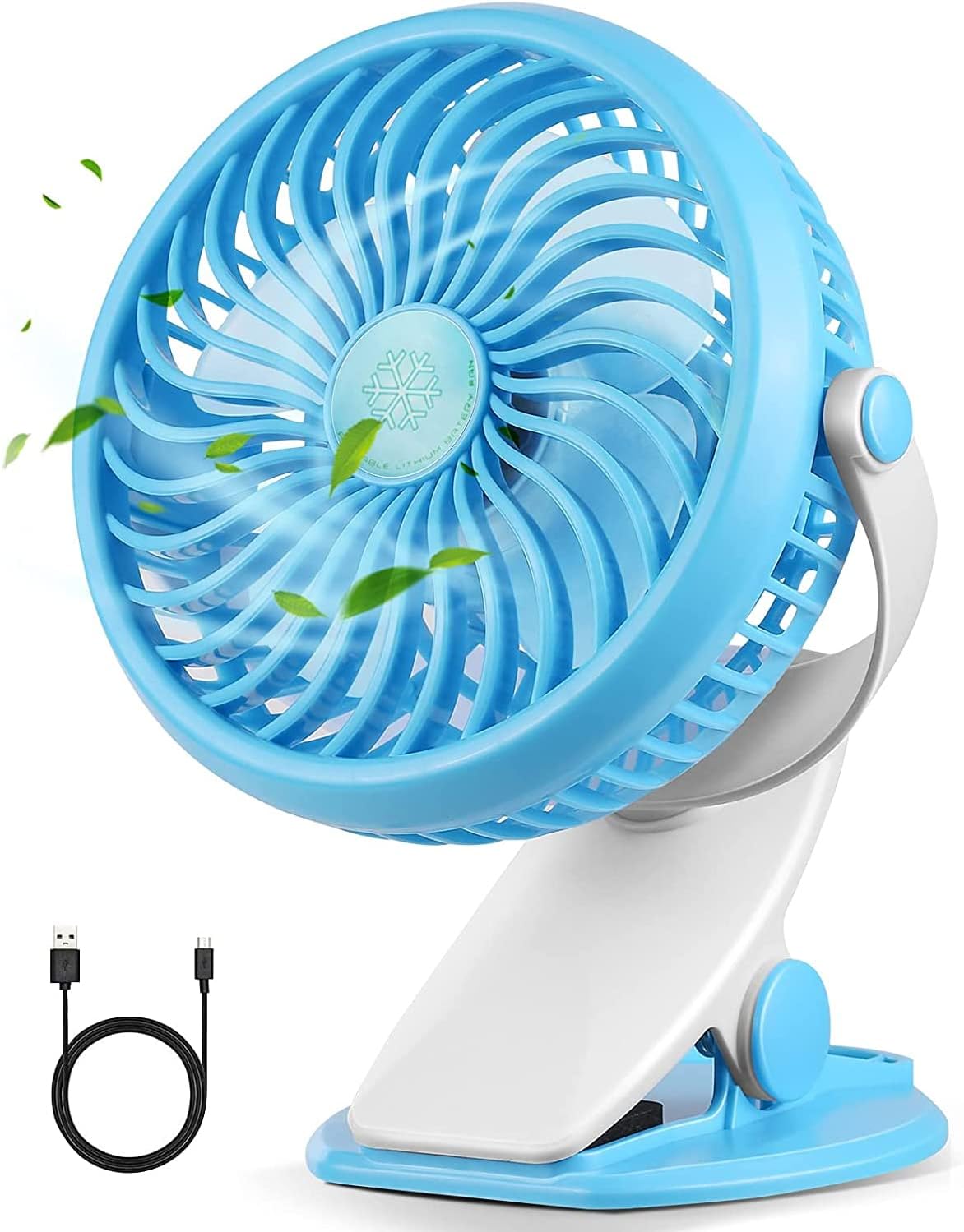 Ventilateur à pince rechargeable USB, flux d'air puissant et silencieux ...