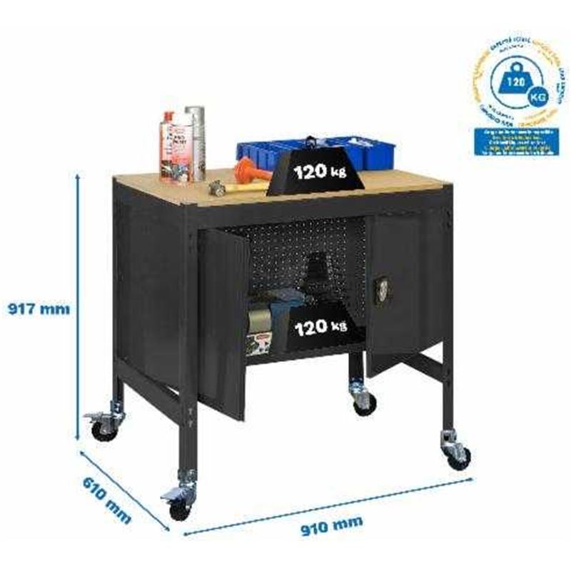 Banco de trabajo SIMONWORK MOBILE BT0 CABINET 900 ANTRACITA/MADERA ...