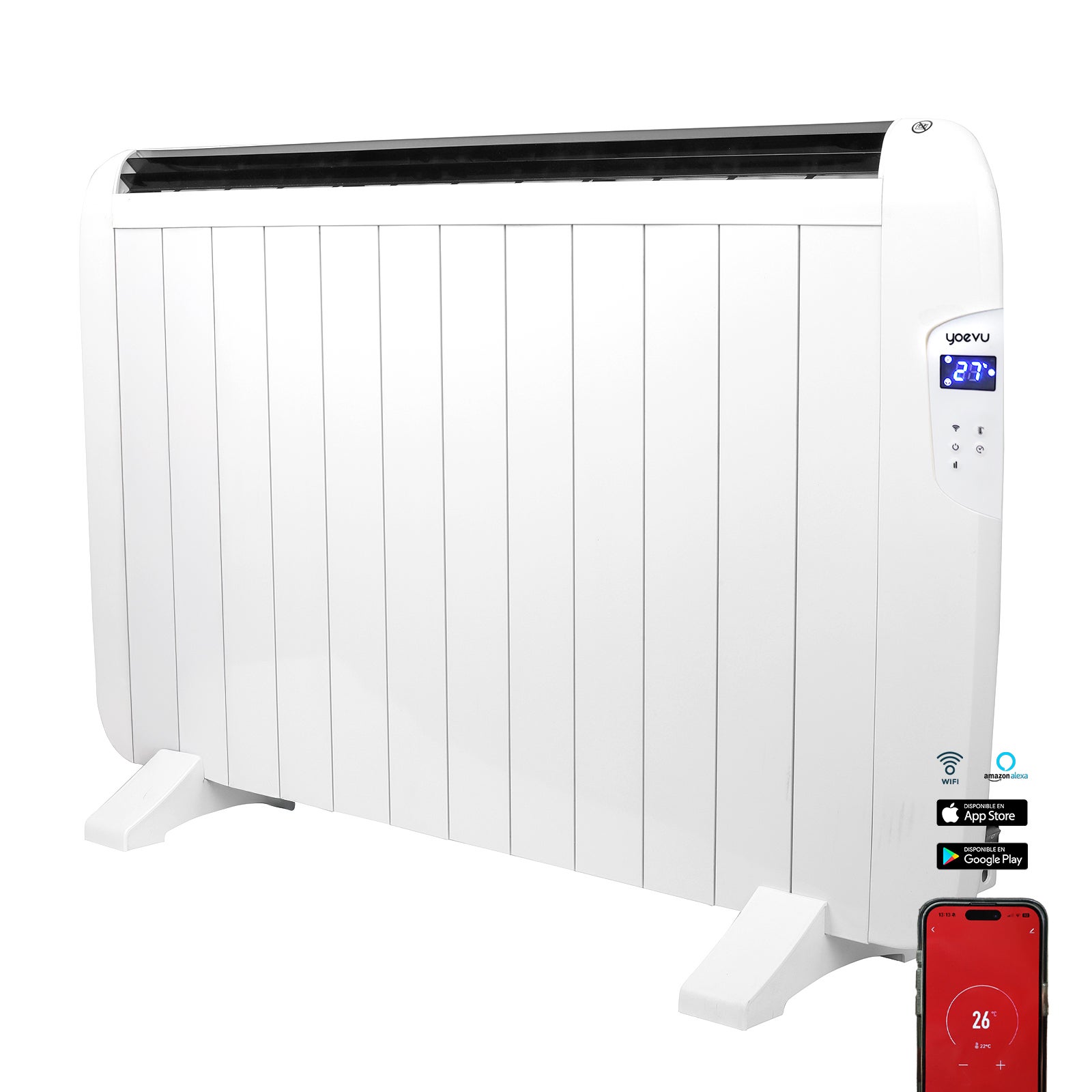 YOEVU Emisor termico de Aluminio, 1800W, Calefactor Bajo Consumo ...