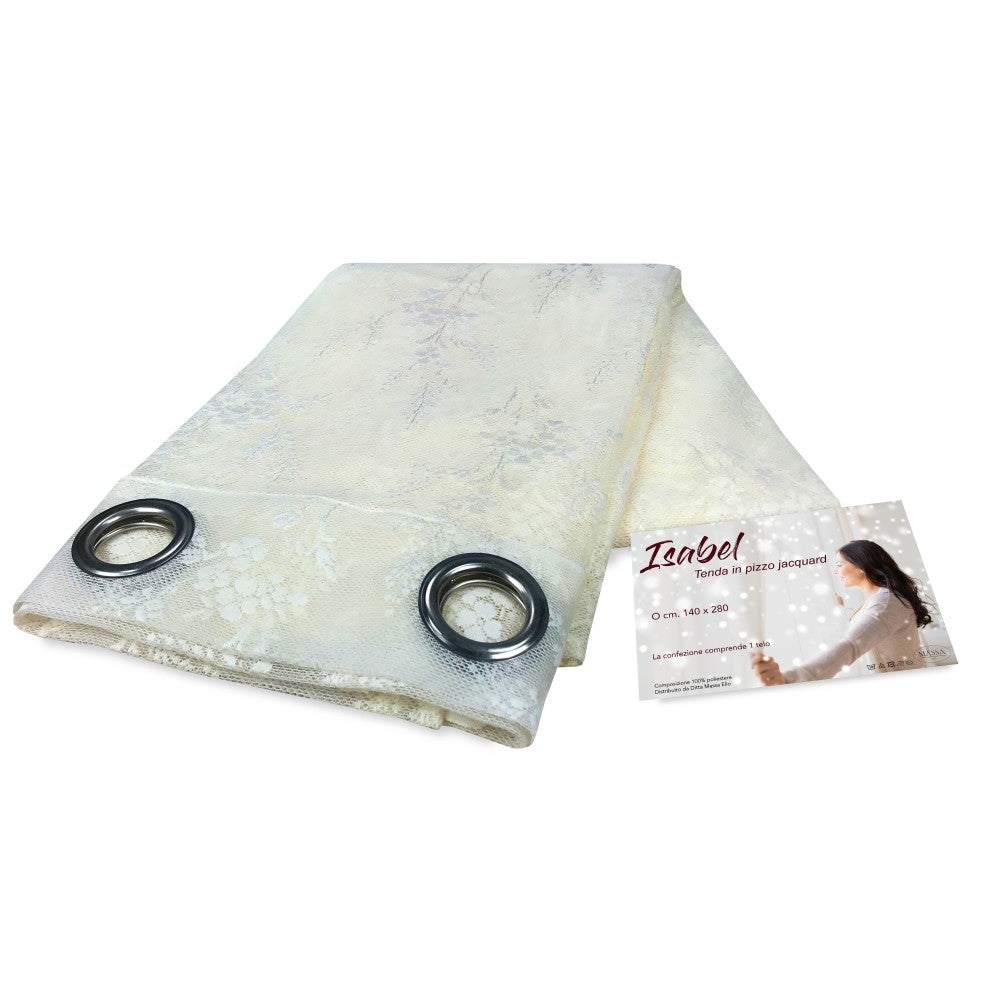 CORTINA ISABEL crema cm. 140X280 CONFECCIONADO EN ENCAJE JACQUARD ...