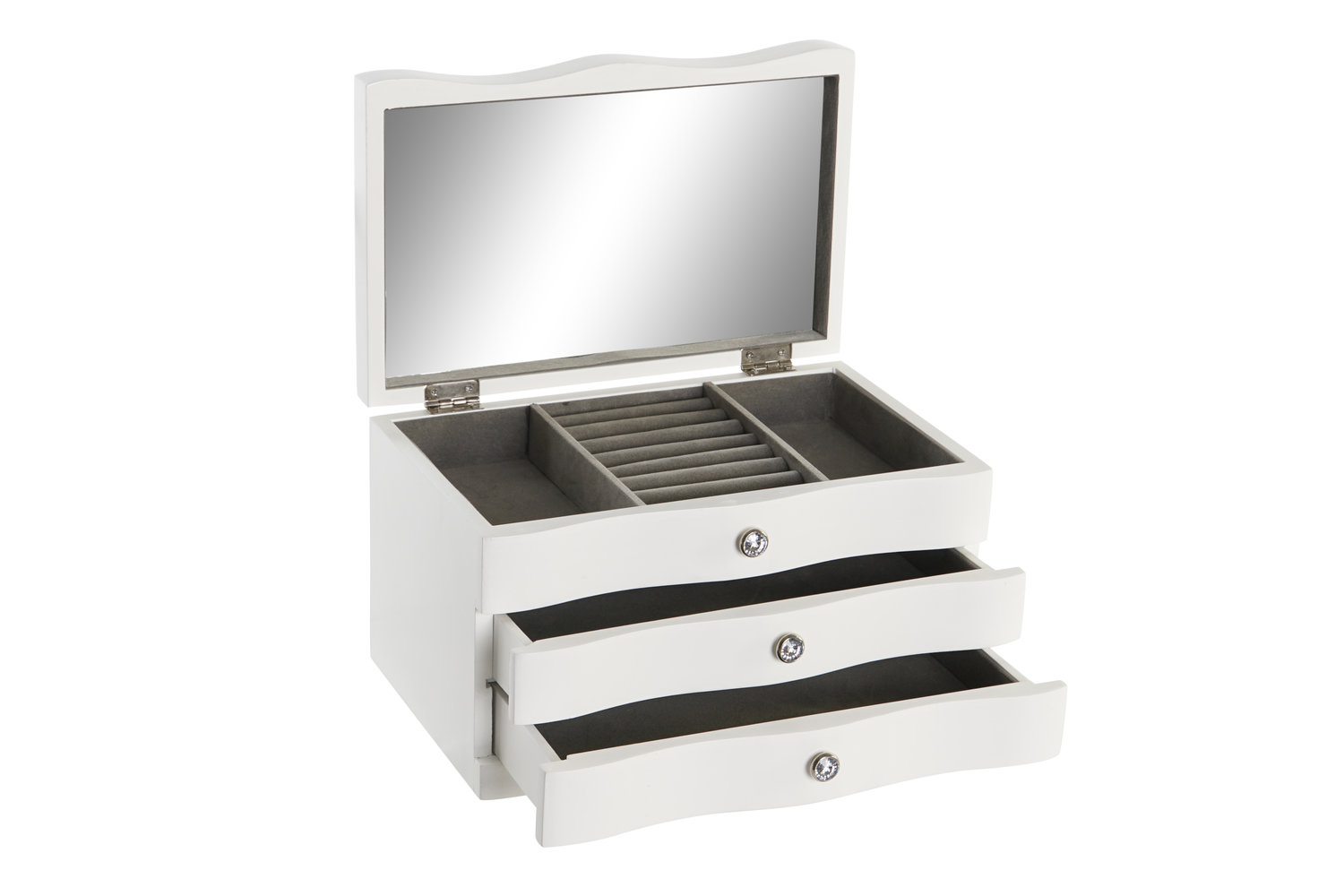 Joyero Mdf Terciopelo 27X17X16 Espejo Blanco | Leroy Merlin