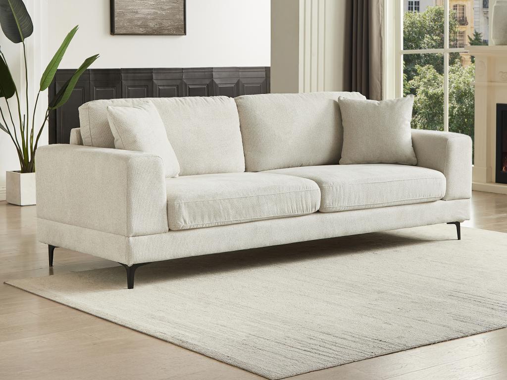 Sofá de 3 plazas en tela texturizada beige JAMOLO | Leroy Merlin