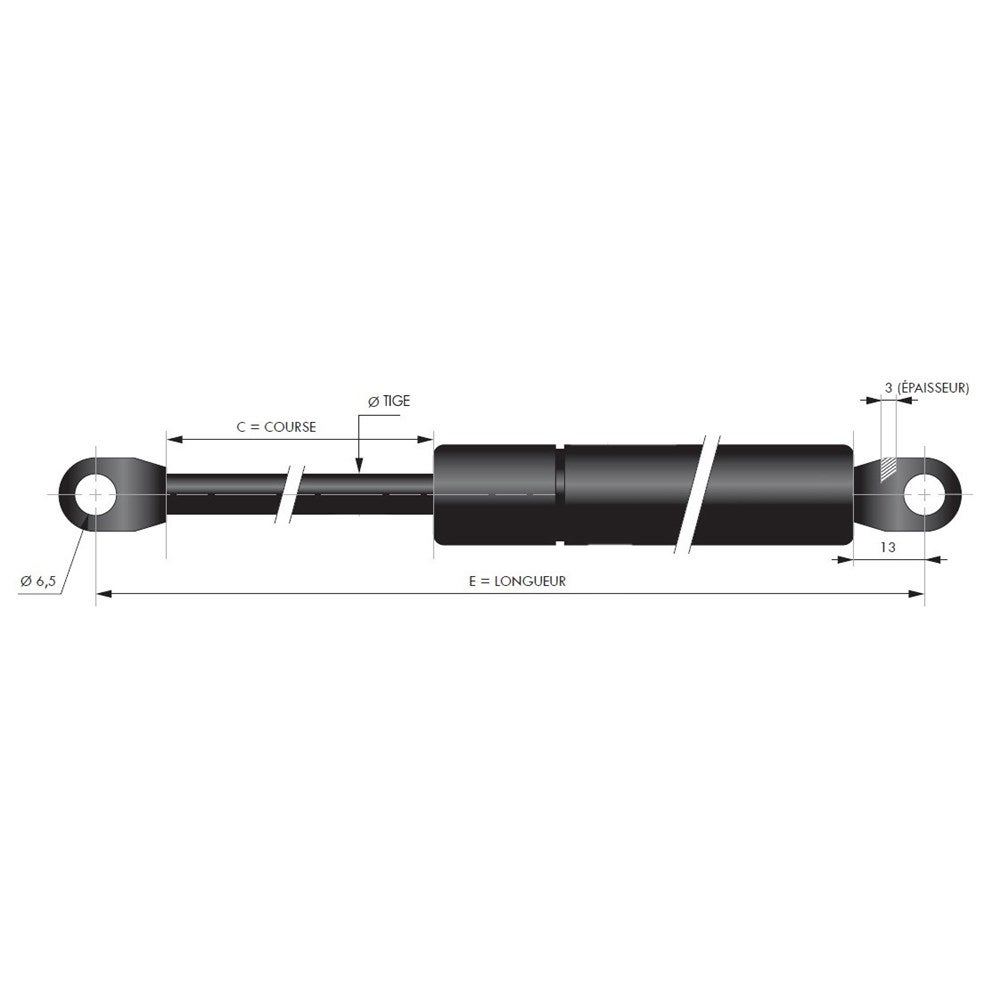 Vérin à gaz F500 N - C250 mm / Marque : Mondial Extincteur | Leroy Merlin