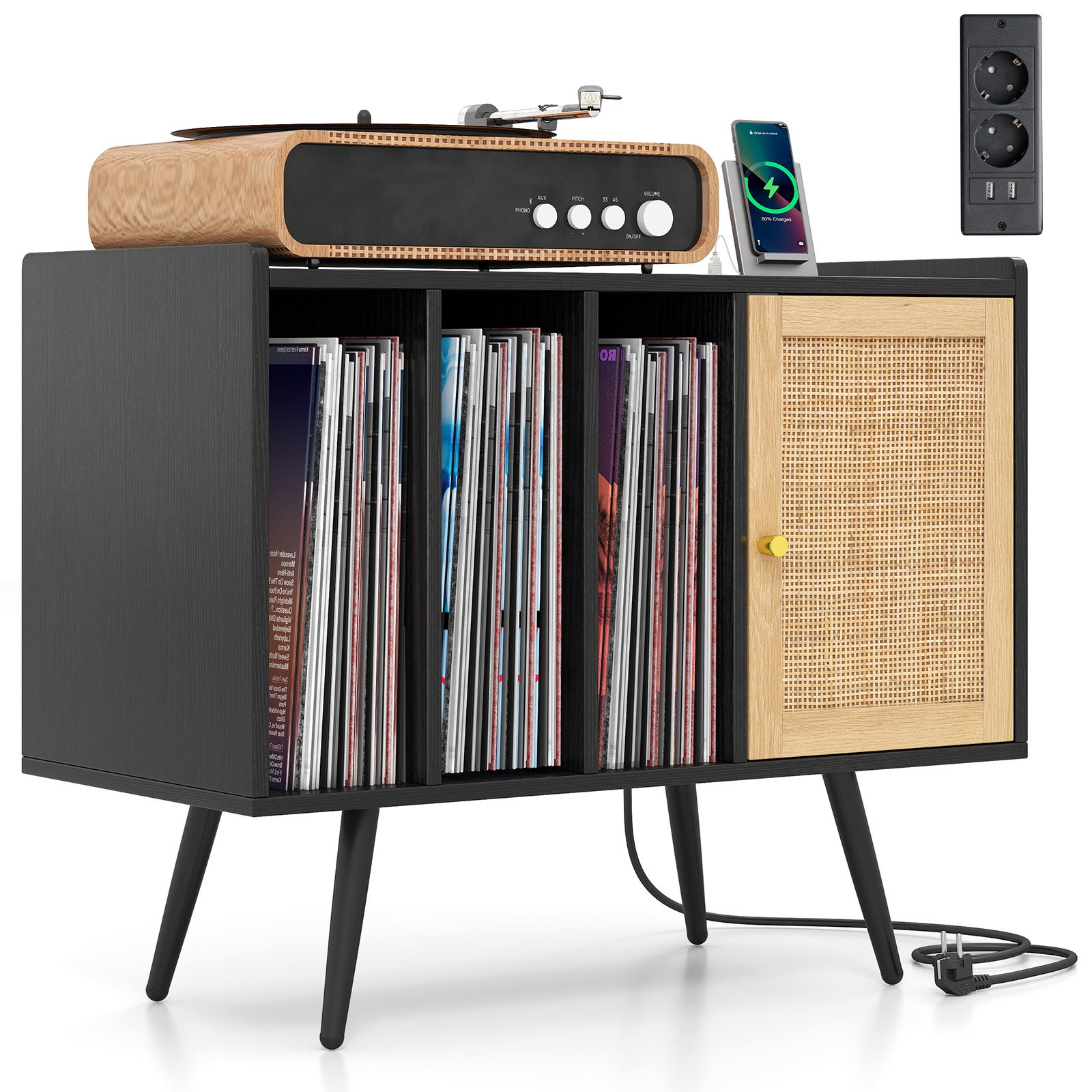 Buffet pour Tourne-disque avec Station de Charge pour 220 Albums ...