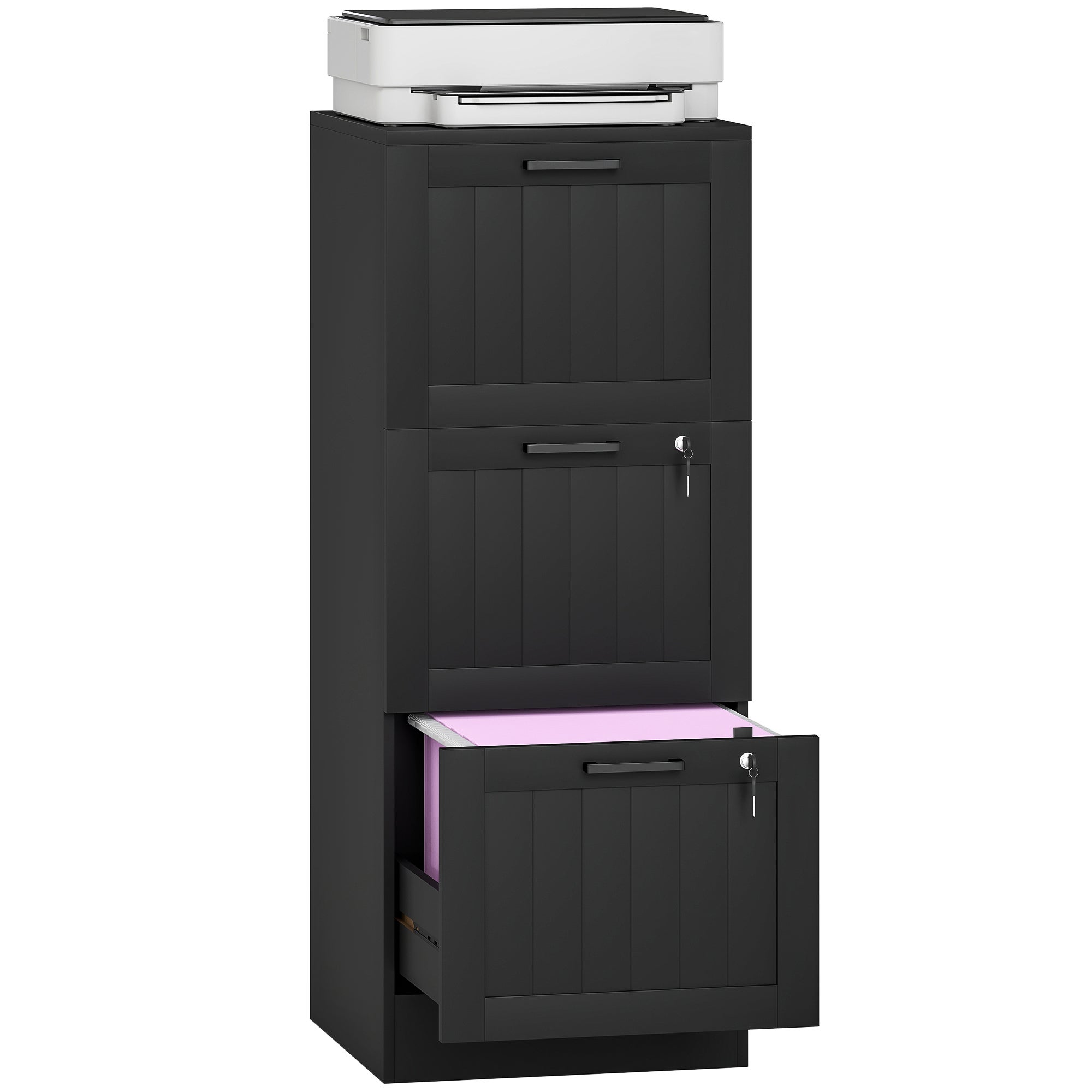 Caisson de bureau HOMCOM en MDF noir 40x40x101 cm | Leroy Merlin