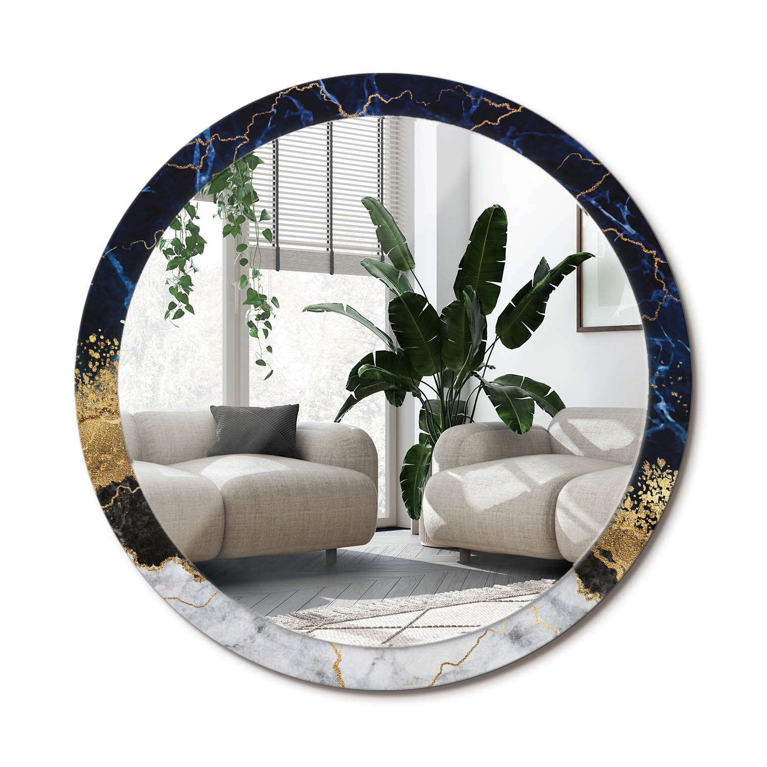 Espejo redondo decorativo impreso | 100cm - 86cm | Wallfluent | mármol ...