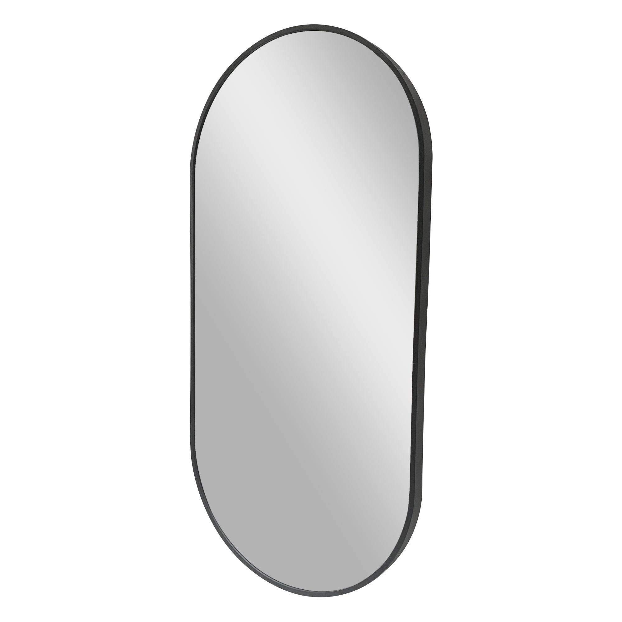 Espejo de pared para el baño Corato aluminio elíptica 40 x 80 cm negro ...