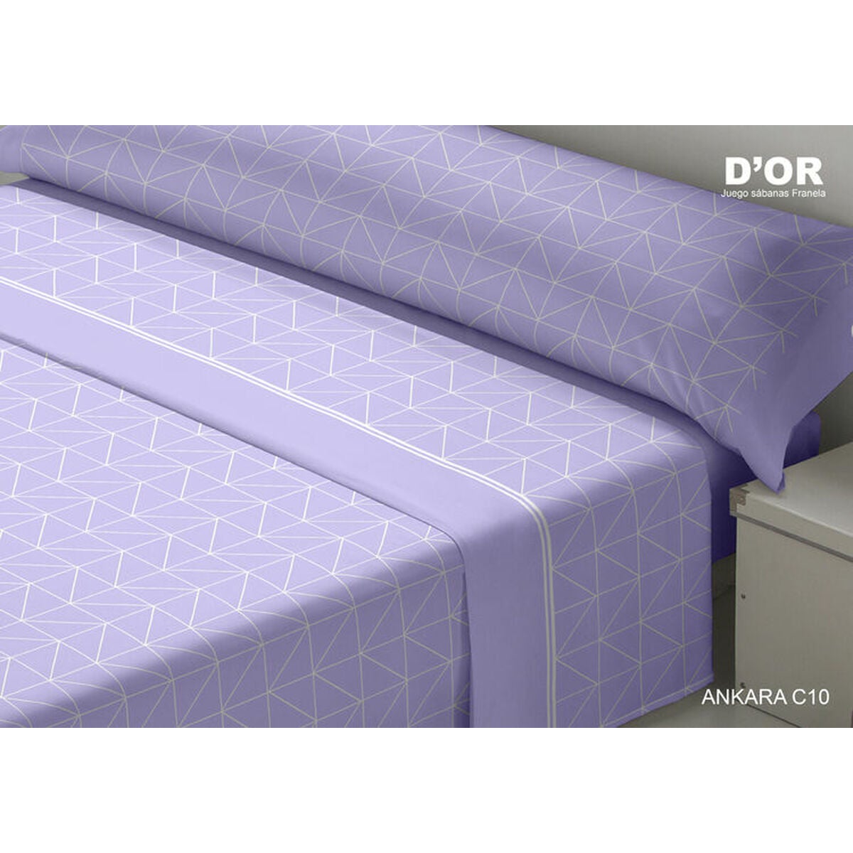 Jeu de draps D'Or ANKARA Mauve Gran lit 2 persones Franela | Leroy Merlin