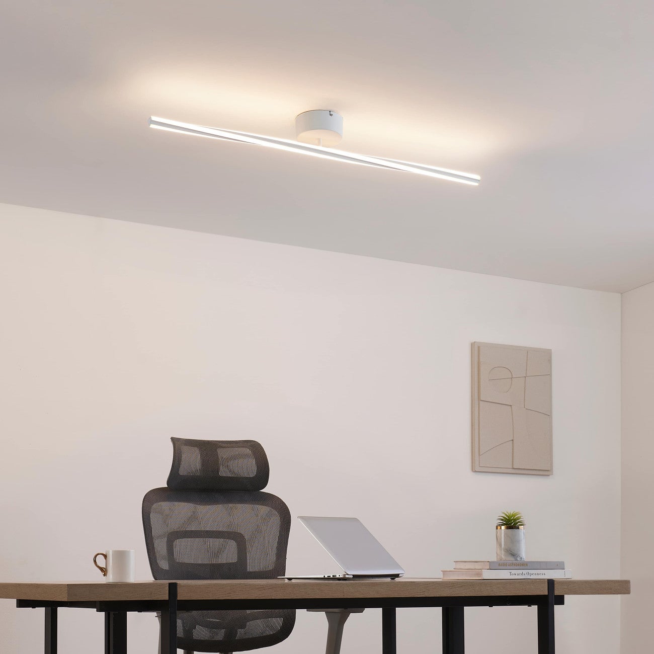 Plafón o larga aplique minimalista blanca de 100 cm con intensidad ...