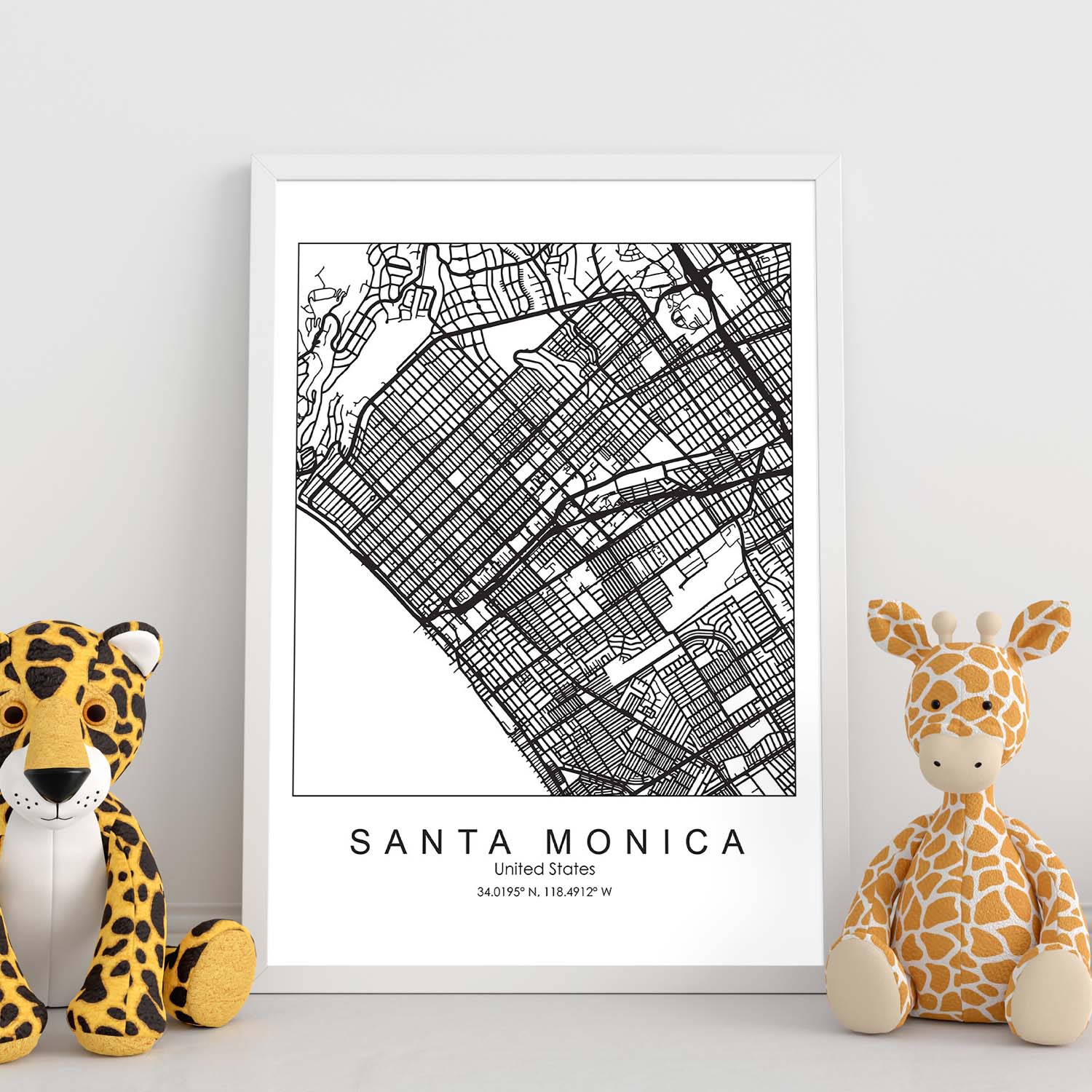 Poster Con Mapa De Santa Monica. Lámina De Estados Unidos, Con Imágenes ...