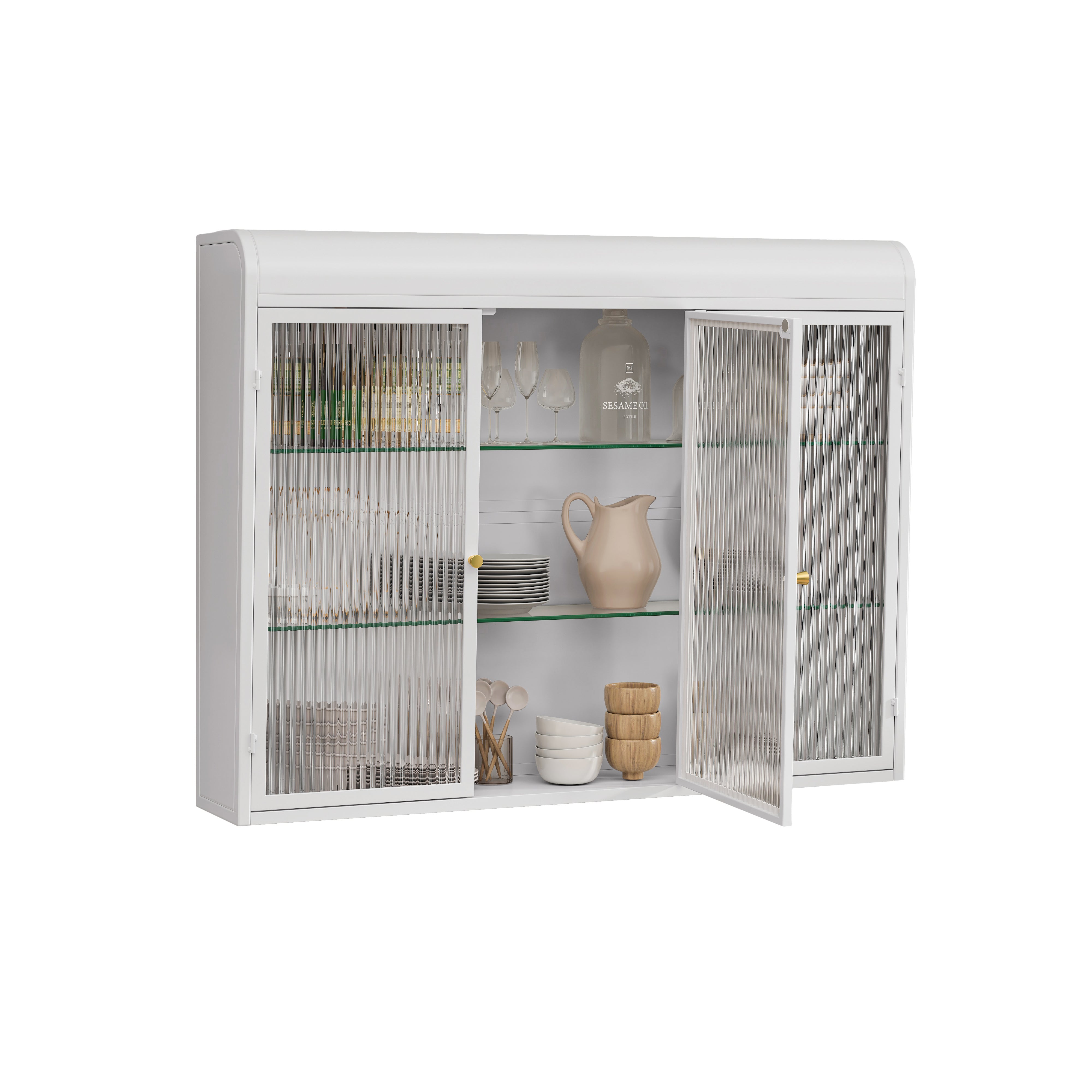 Armoire murale en verre à 3 portes cintrées pour cuisine, salon et ...