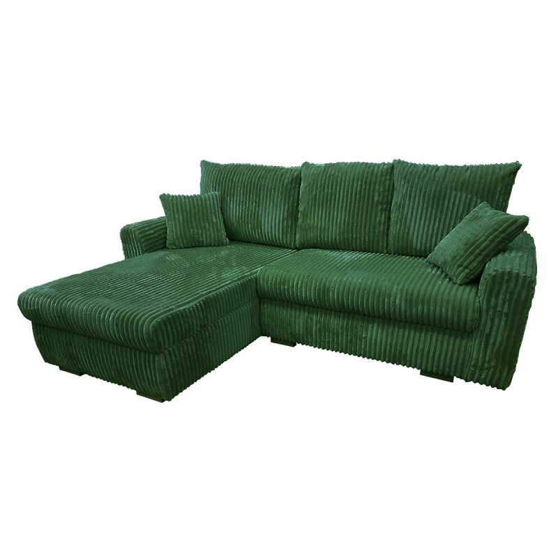Canapé d'angle convertible et réversible velours vert Zora | Leroy Merlin