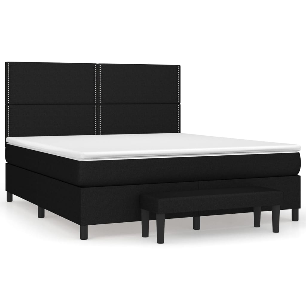 Cama box spring con colchón tela negro 180x200 cm | Leroy Merlin