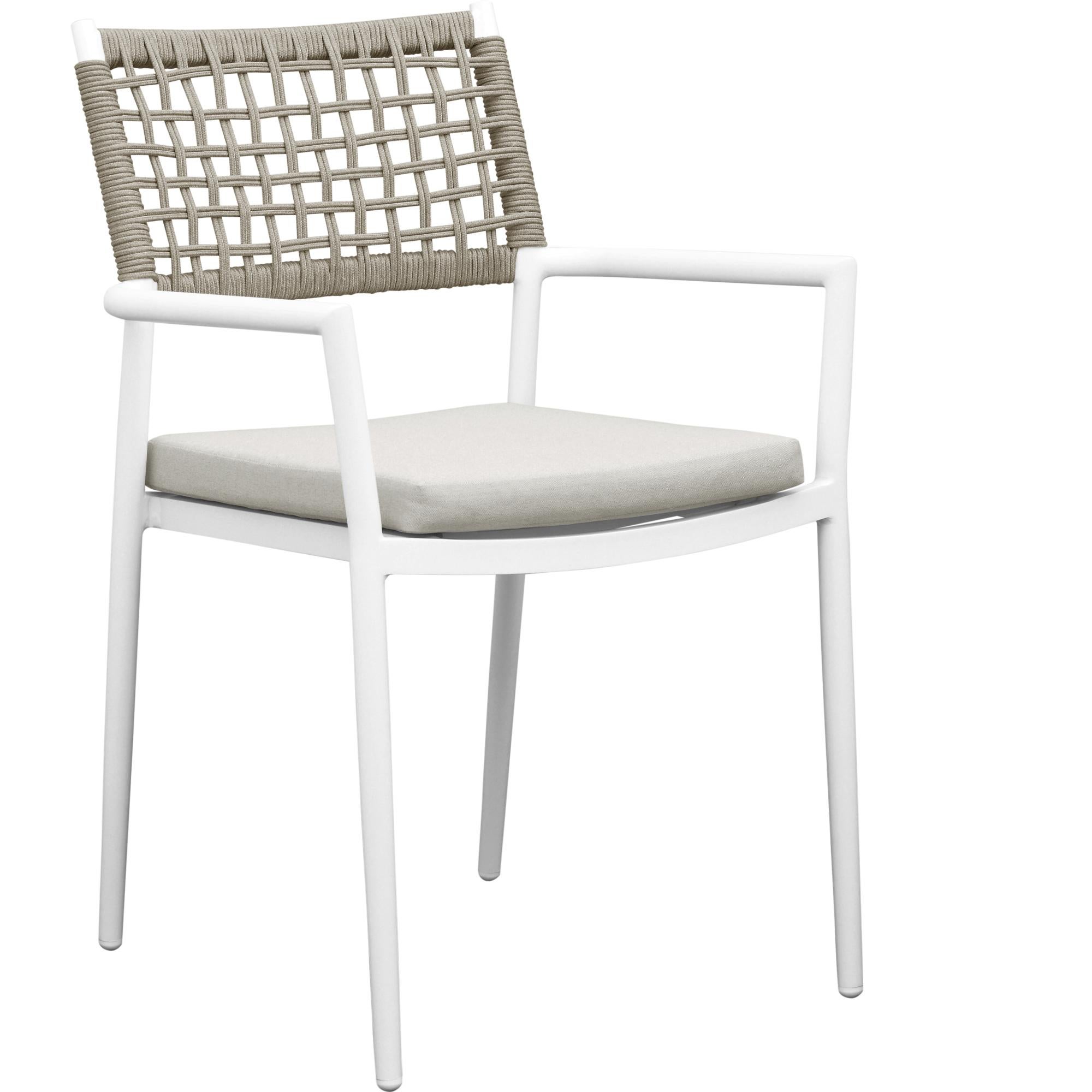 Sillón Egipto exterior y jardín de aluminio blanco cuerda greige cojín ...