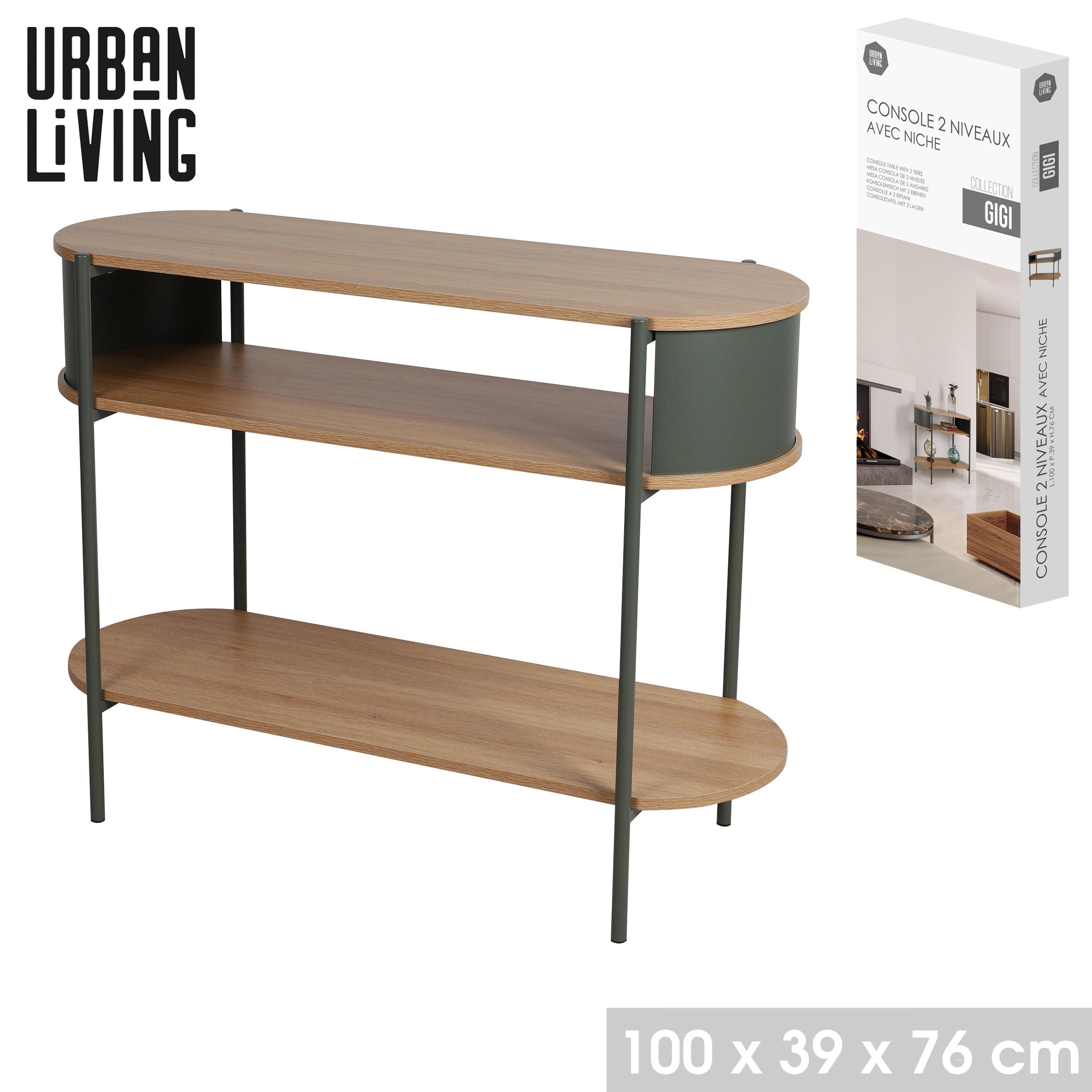 "GIGI" CONSOLE 2 NIVEAUX AVEC NICHE 100X39XH76CM | Leroy Merlin