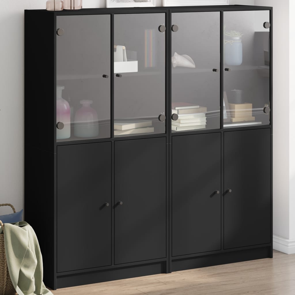 Libreria con ante nere 136x37x142 cm in multistrato | Leroy Merlin